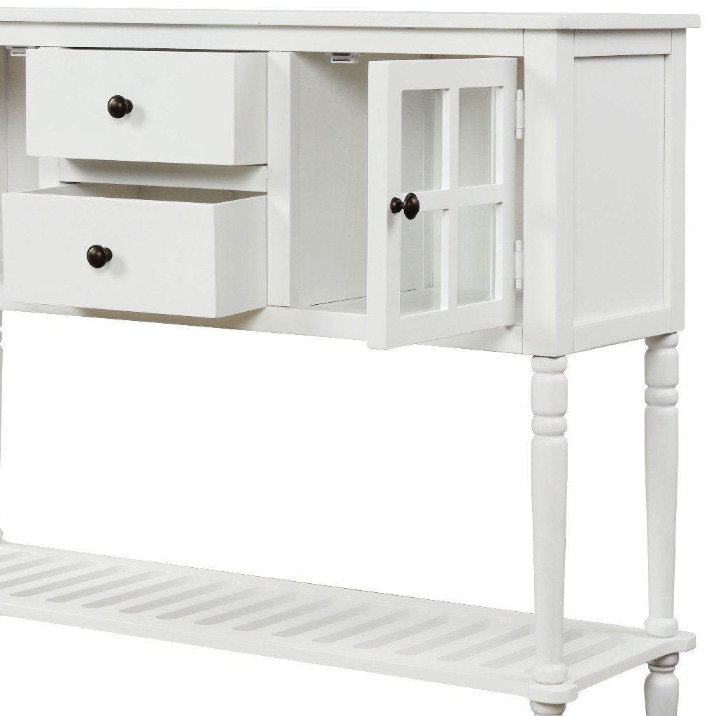 Highland Dunes Aakin Rustic 42.01'' Sideboard with Glass Cabinet Doors ...