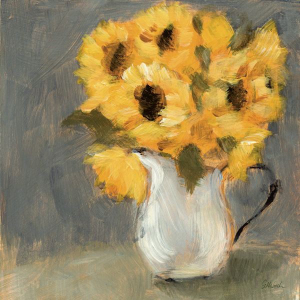 August Grove® " Kitchen Sunflowers Charcoal " by Sue Schlabach | Wayfair
