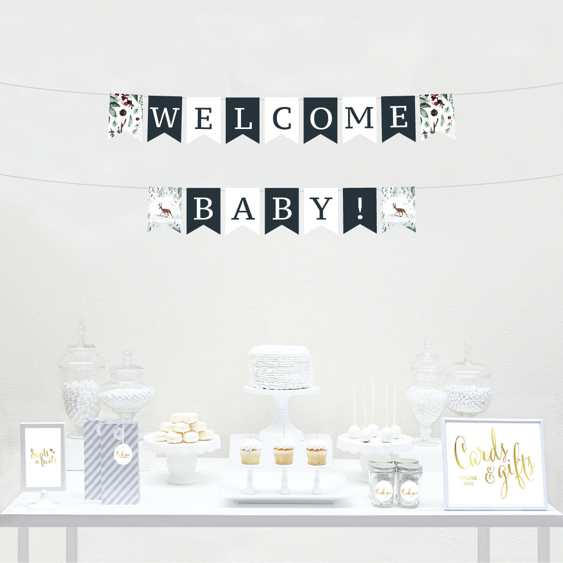 Koyal Wholesale Winter Woodland Forest Watercolor Baby Shower, Hanging ...