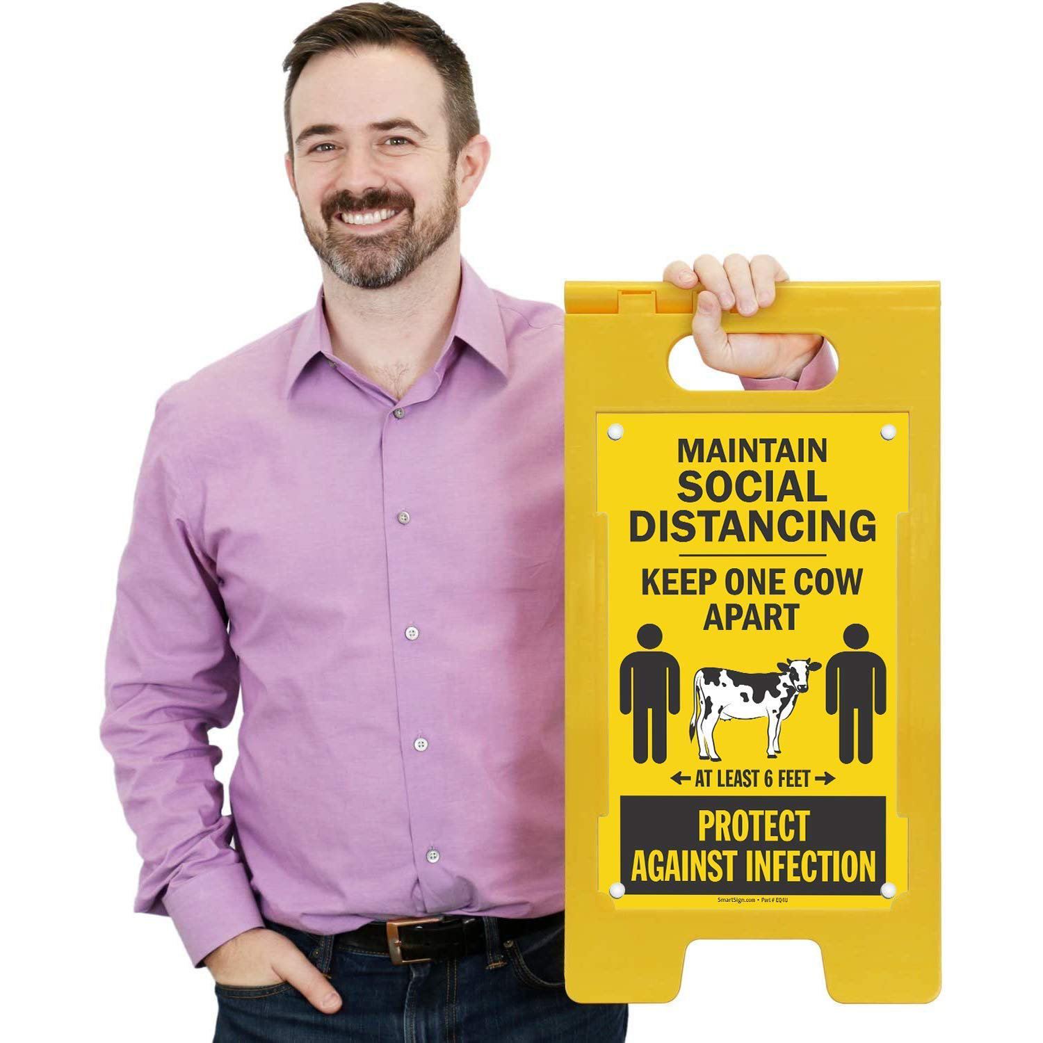 SmartSign Maintain Social Distancing Keep One Cow Apart Plastic Folding ...