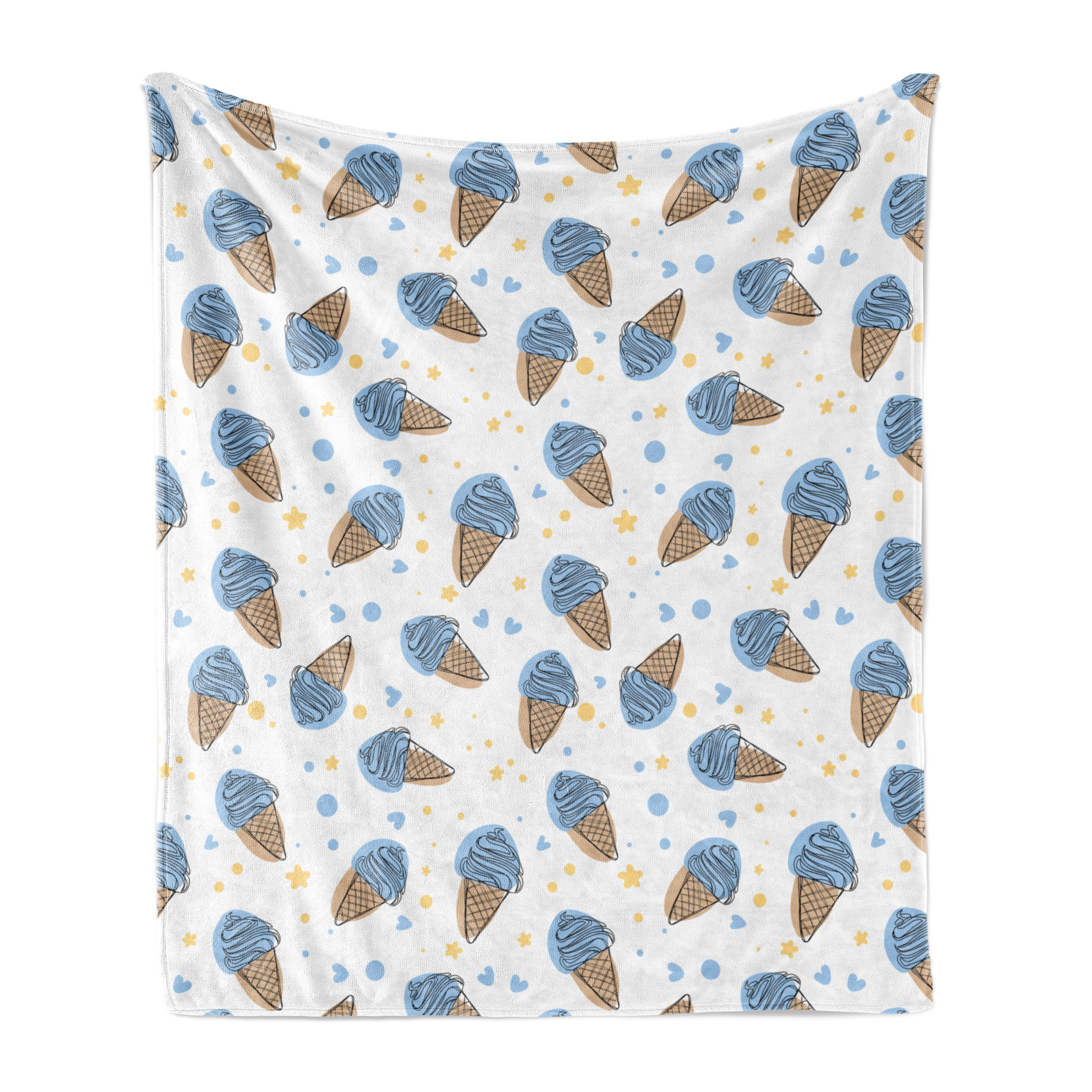 Ambesonne Ice Cream Throw Blanket Cones Summer Flavors Art Pale Blue ...