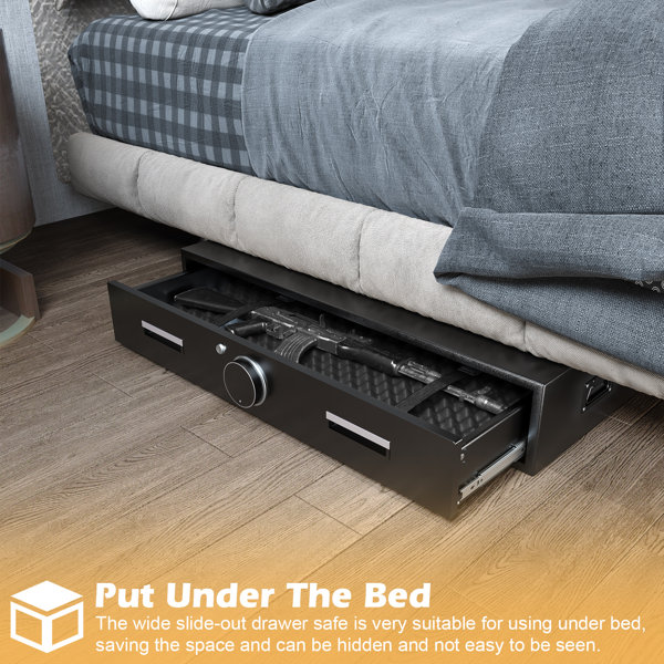 HTOCINQ Heavy-duty Under Bed Gun Safe, Quick Access For Ar Rifles ...