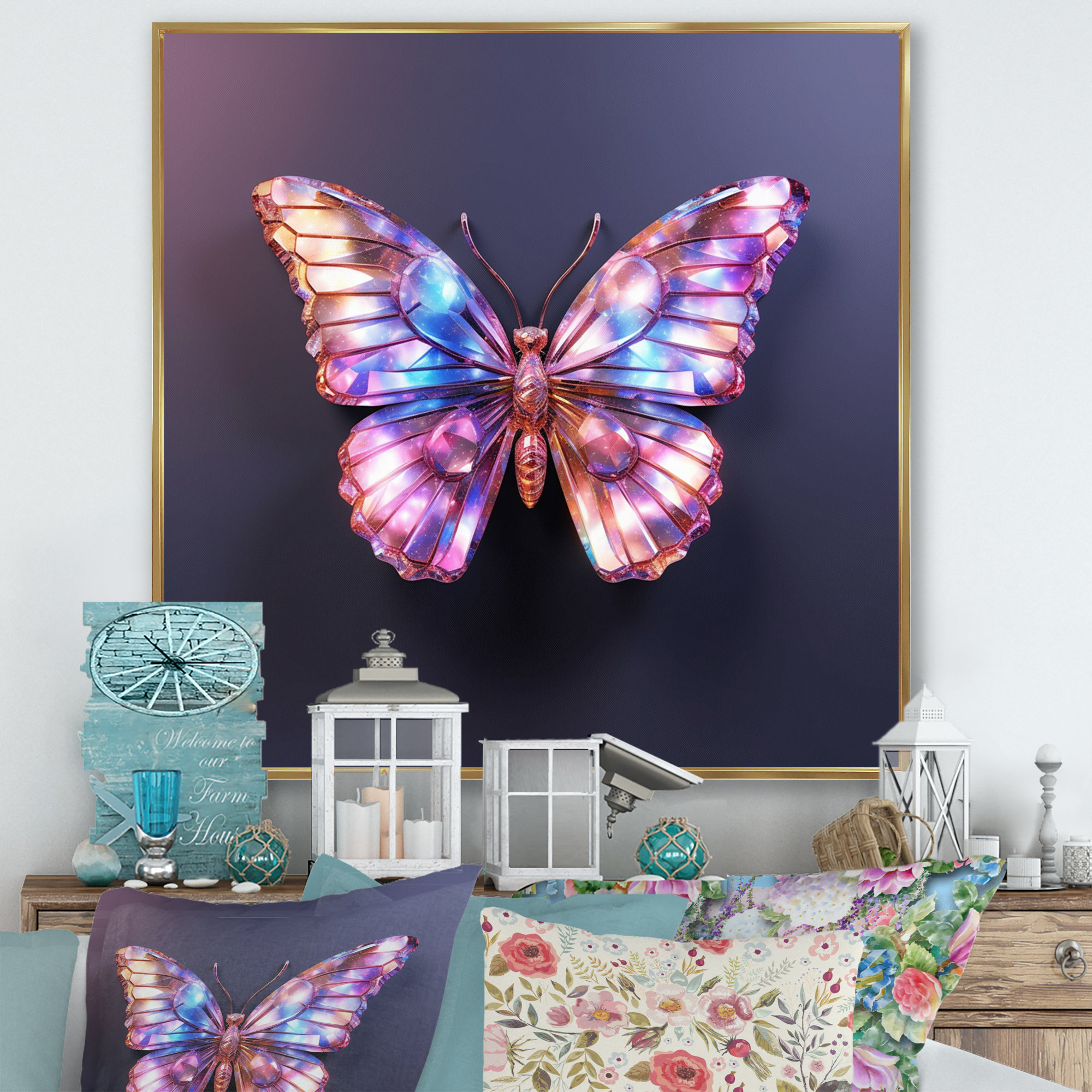 Latitude Run® Purple and Pink Butterfly - Butterfly Wall Art | Wayfair