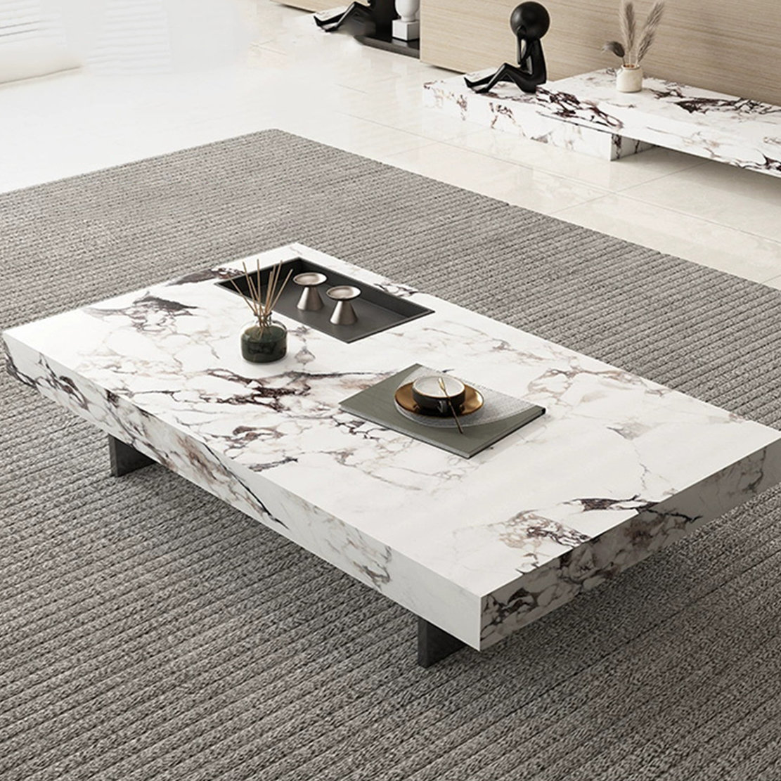 Creature B Comforts Modern simple square rock plate coffee table ...