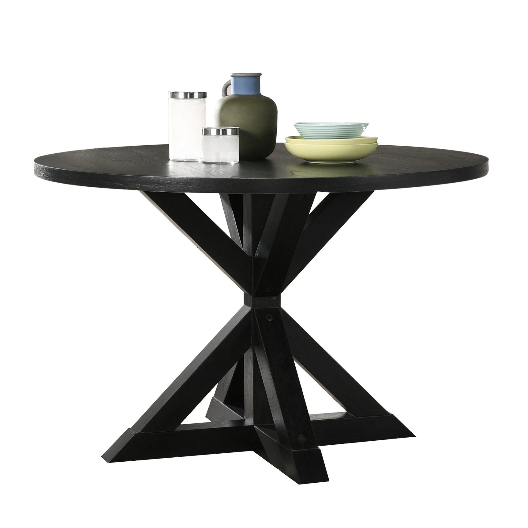 Gracie Oaks Black Table With Cross-buck Base - Structure 48" X 31.5", 1 ...
