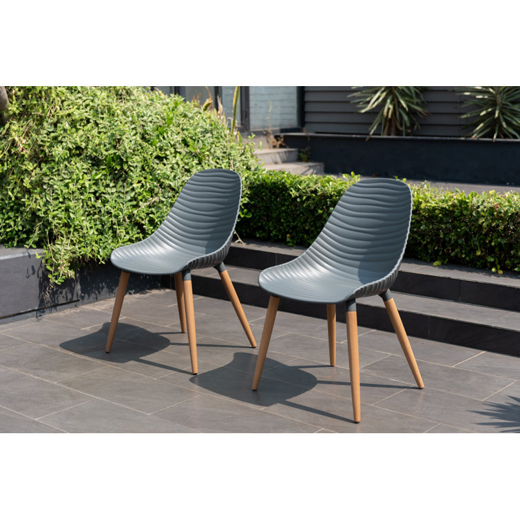 AllModern Tempo Outdoor Patio 2pc FSC Certified Wood Dining Chairs ...