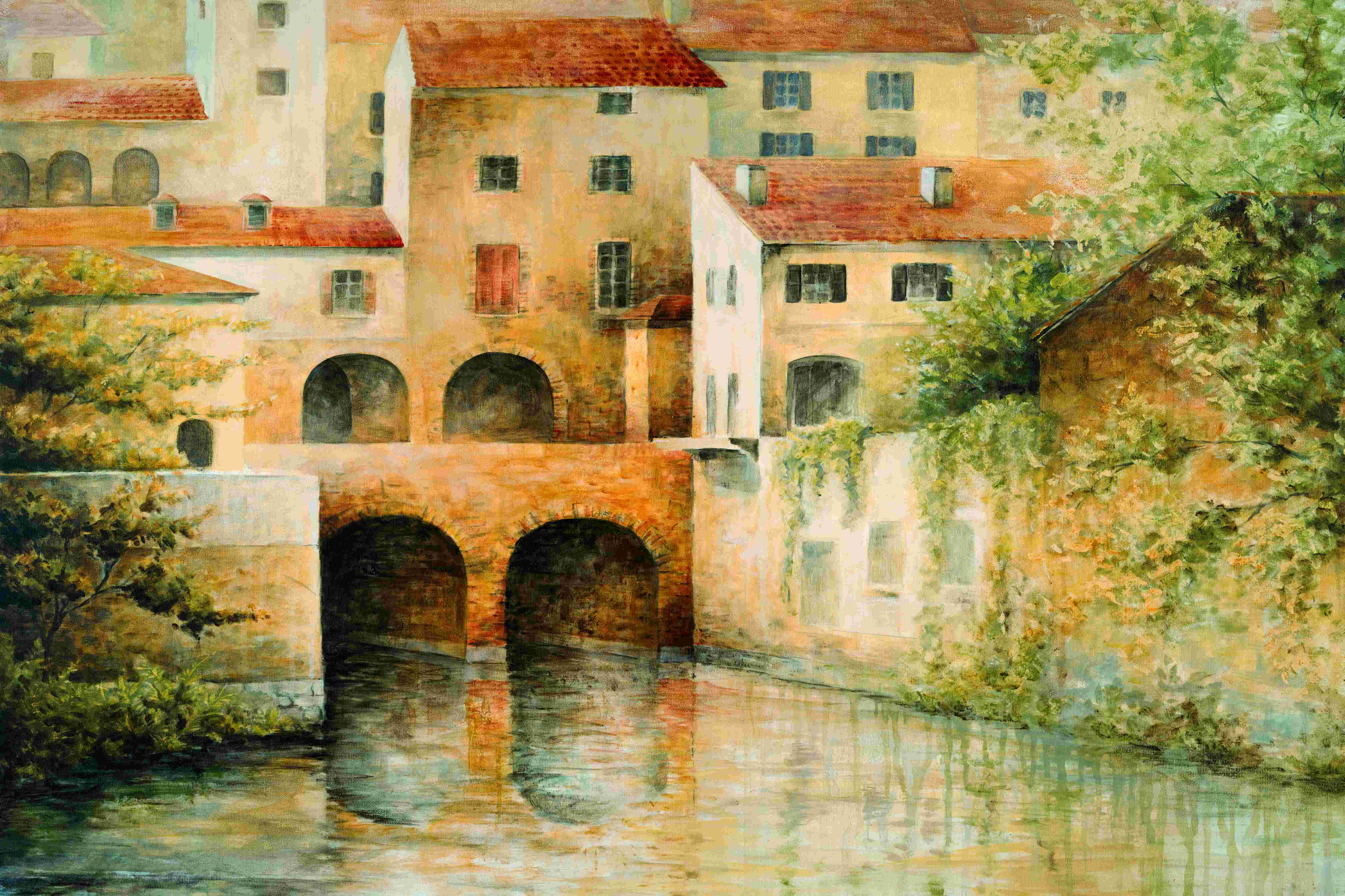 Charlton Home® Tuscan River - Wrapped Canvas Print | Wayfair