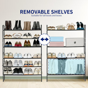 Rebrilliant 32'' Wide 3-Tier Wire Grid Shoe Rack Shelf for Closet ...