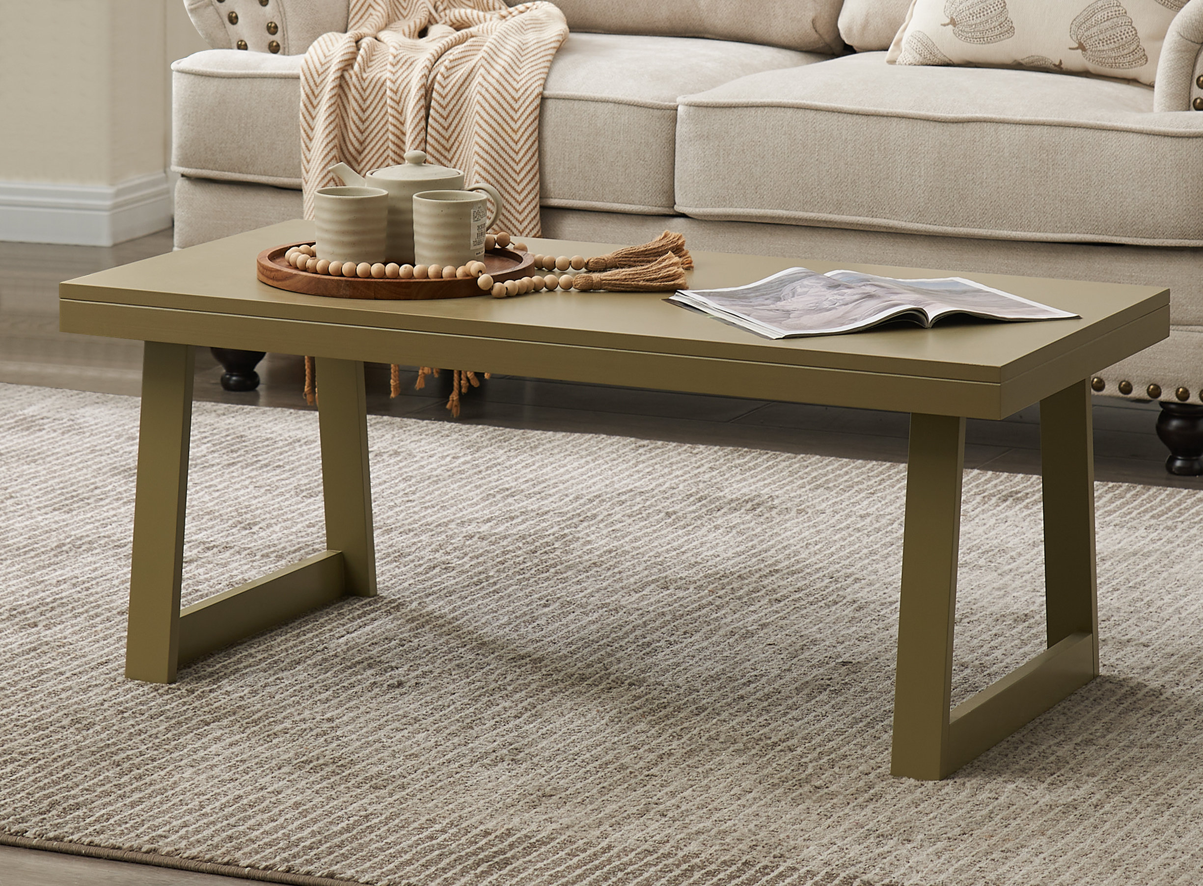 Ebern Designs Charlie Modern Rectangle Wood Coffee Table, Accent ...
