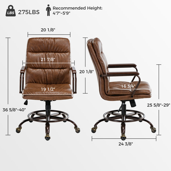 Latitude Run® Vintage Brown Faux Leather Task Chair | Wayfair