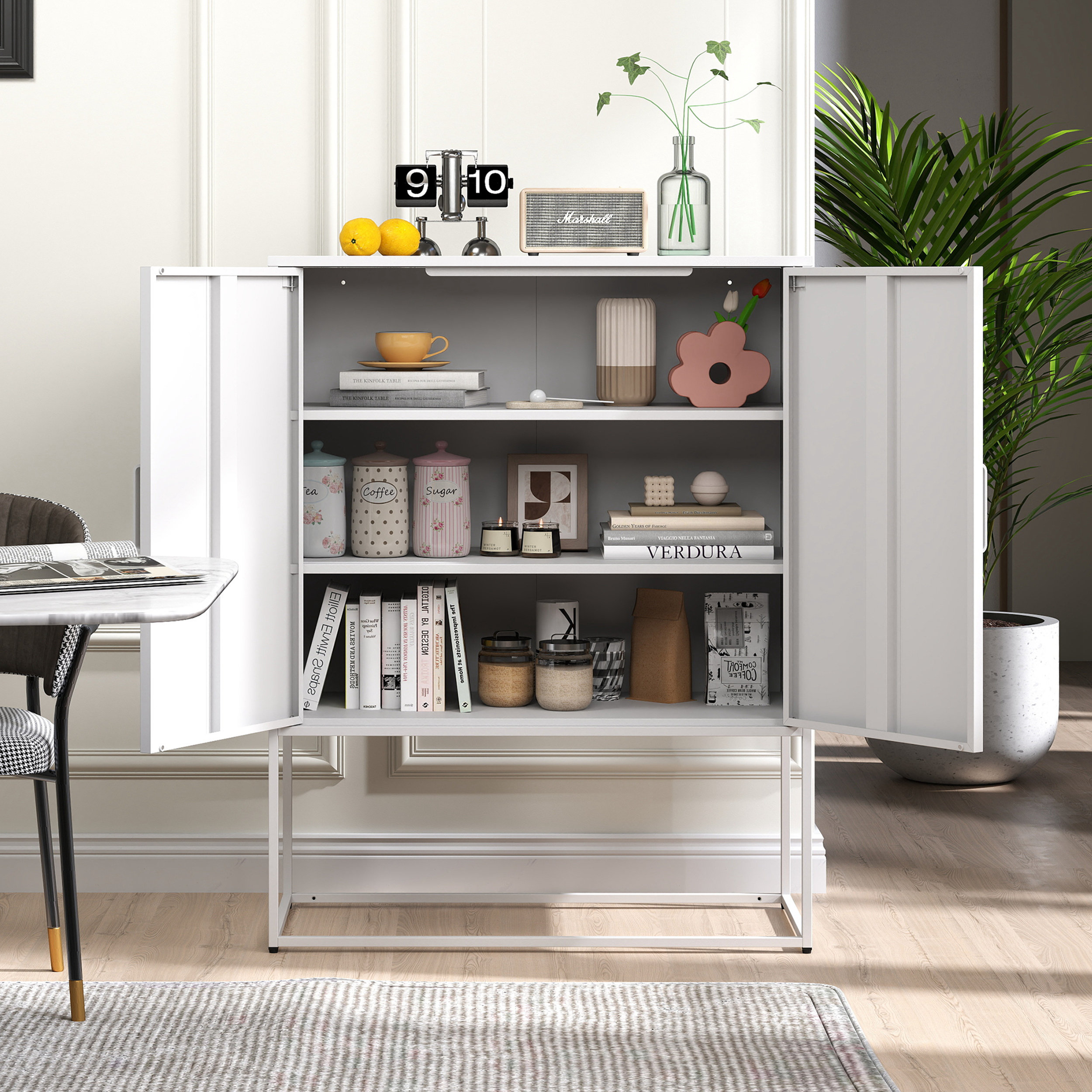 Ebern Designs Heavy Duty Buffet Sideboard With Adjustable Shelves ...