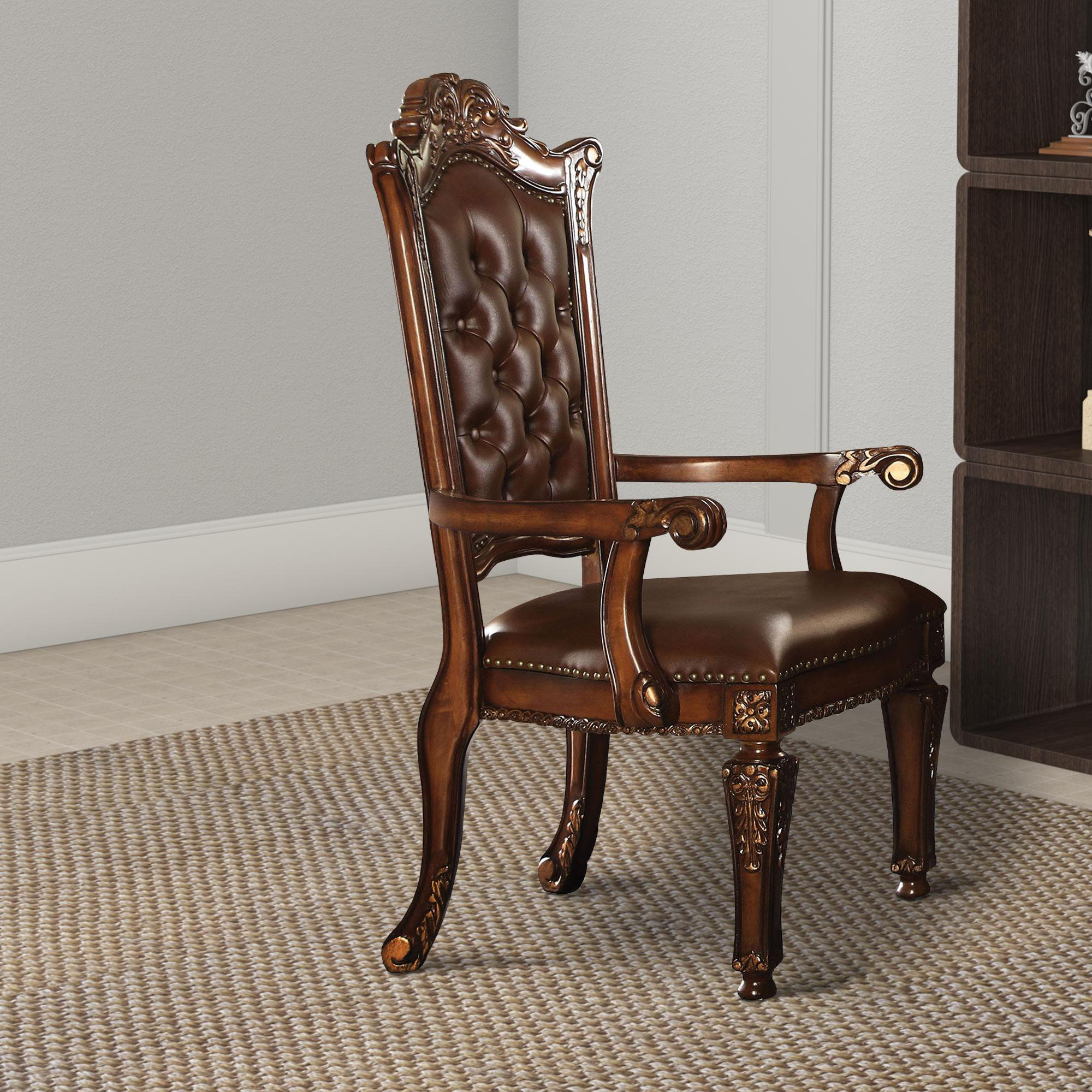 Astoria Grand Gasha 27.5" Wide Tufted Leather Match Armchair | Wayfair