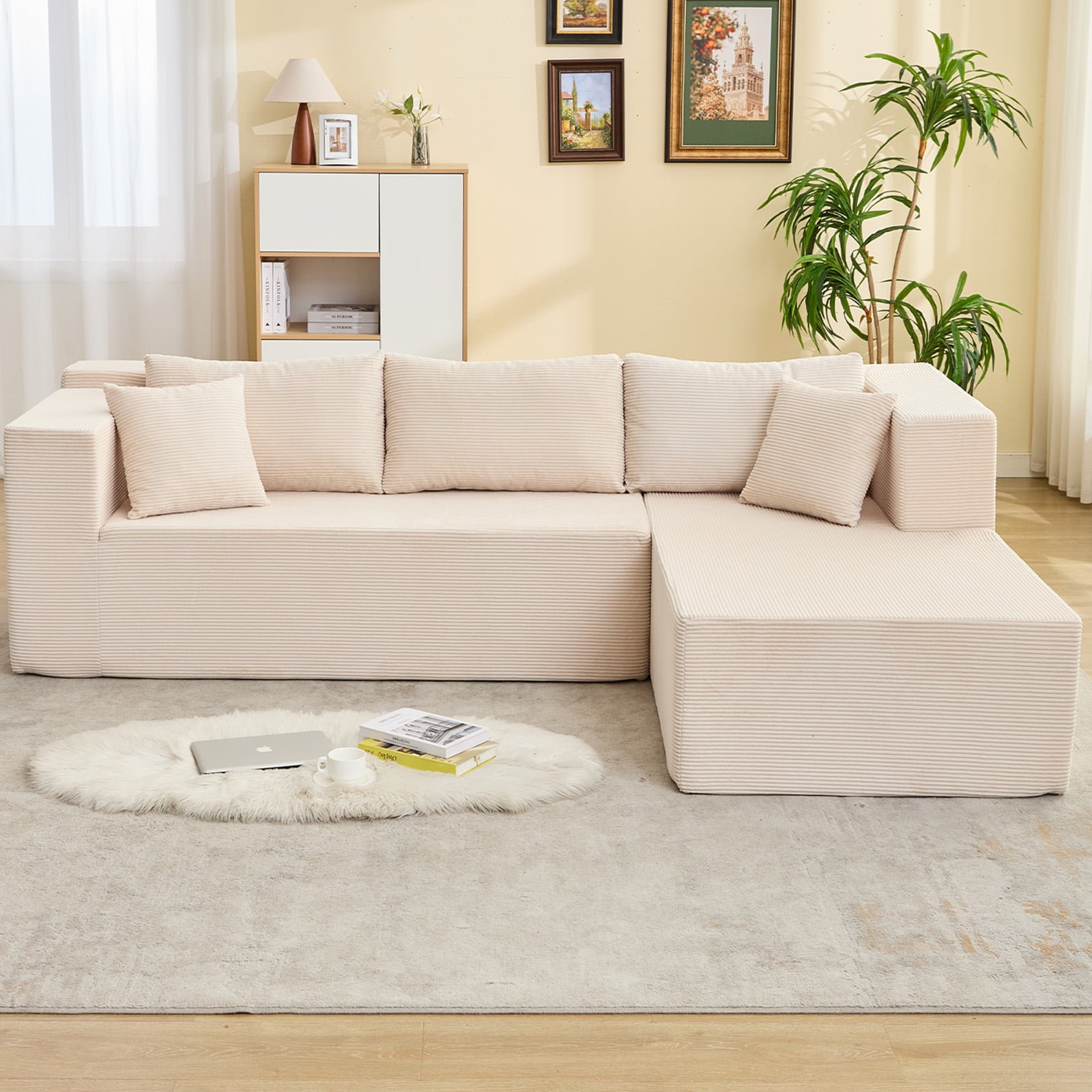 Ebern Designs Upholstered Sectional Sofa, Oversized L-shaped Modular ...
