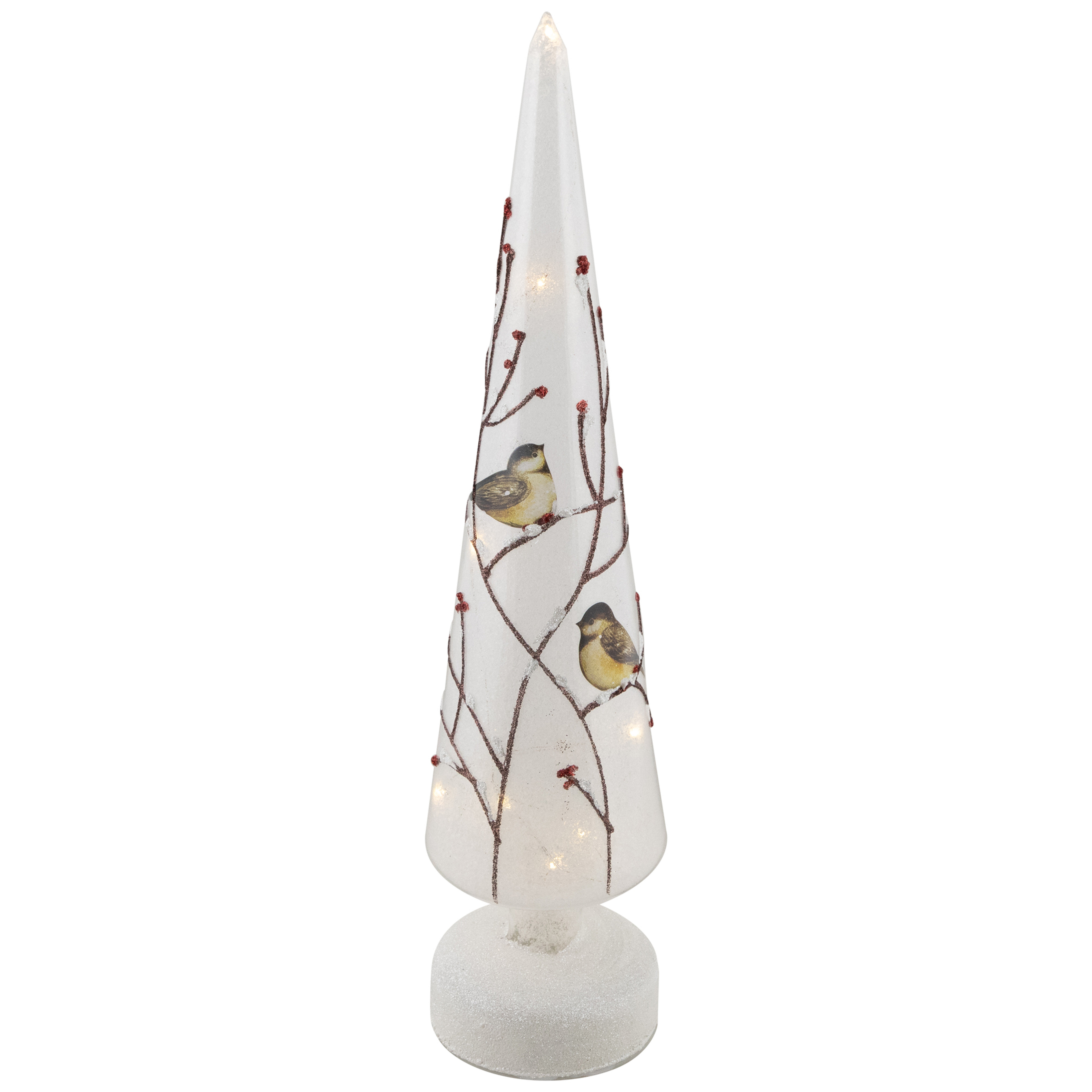 Northlight Seasonal LED Lighted Birds On Branches Frosted Glass Cone ...