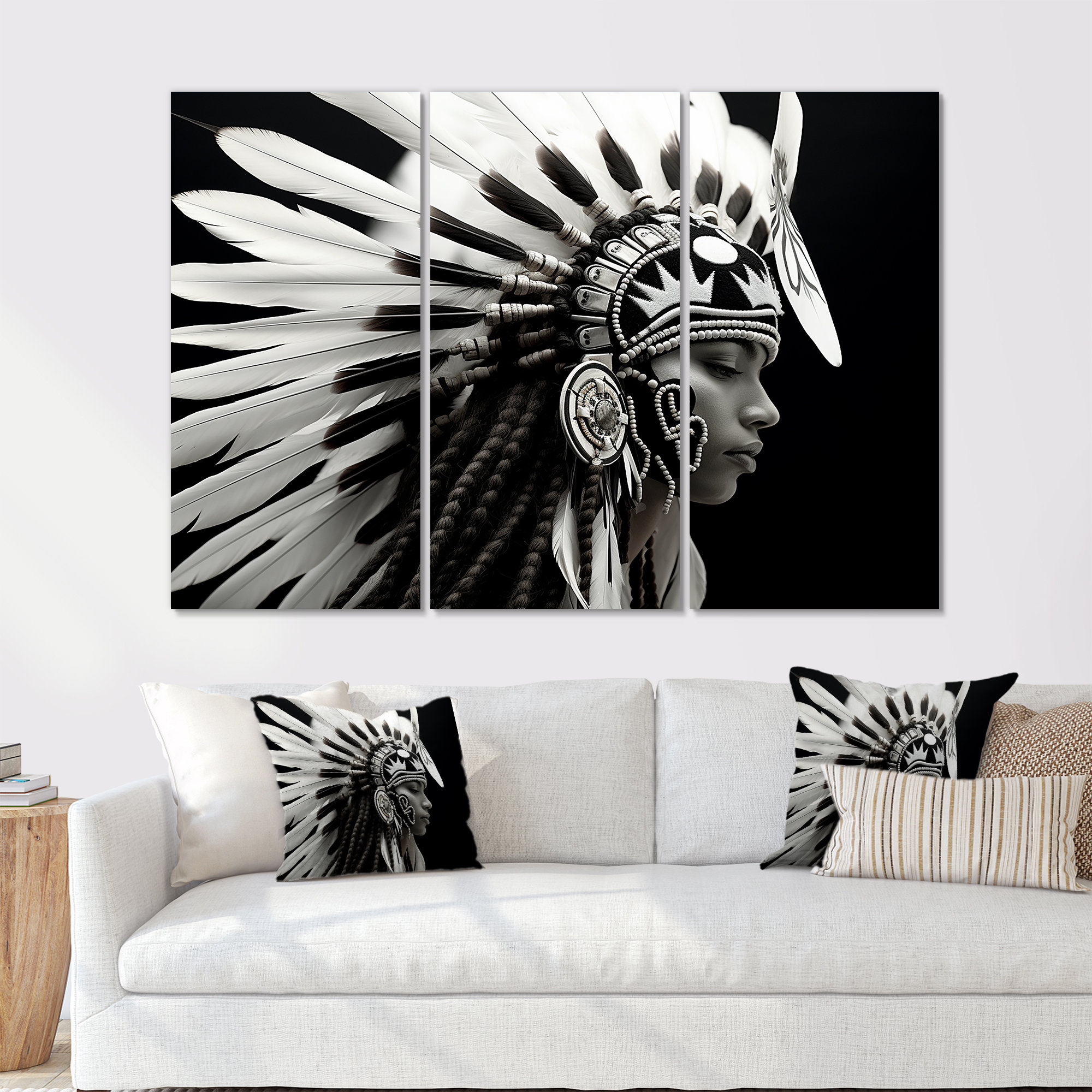 Dakota Fields Black And White Native Spirit Woman II - Native American ...