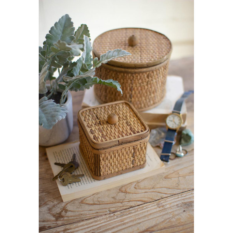 Bay Isle Home™ 2 Piece Woven Cane Box Set | Wayfair