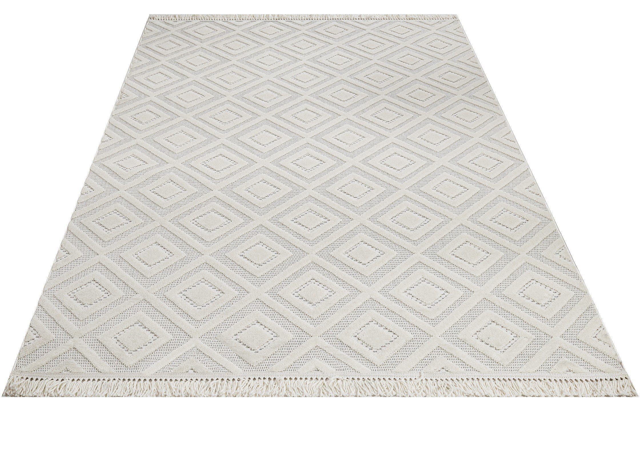 Hokku Designs Milfoil Cream Geometric Cotton Machine Made Area Rug ...