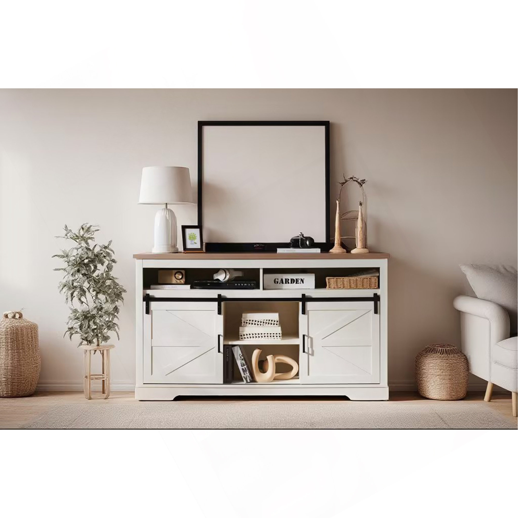 Ophelia & Co. Farmhouse TV Stand For 65+ Inch TV, 33" Tall Highboy ...