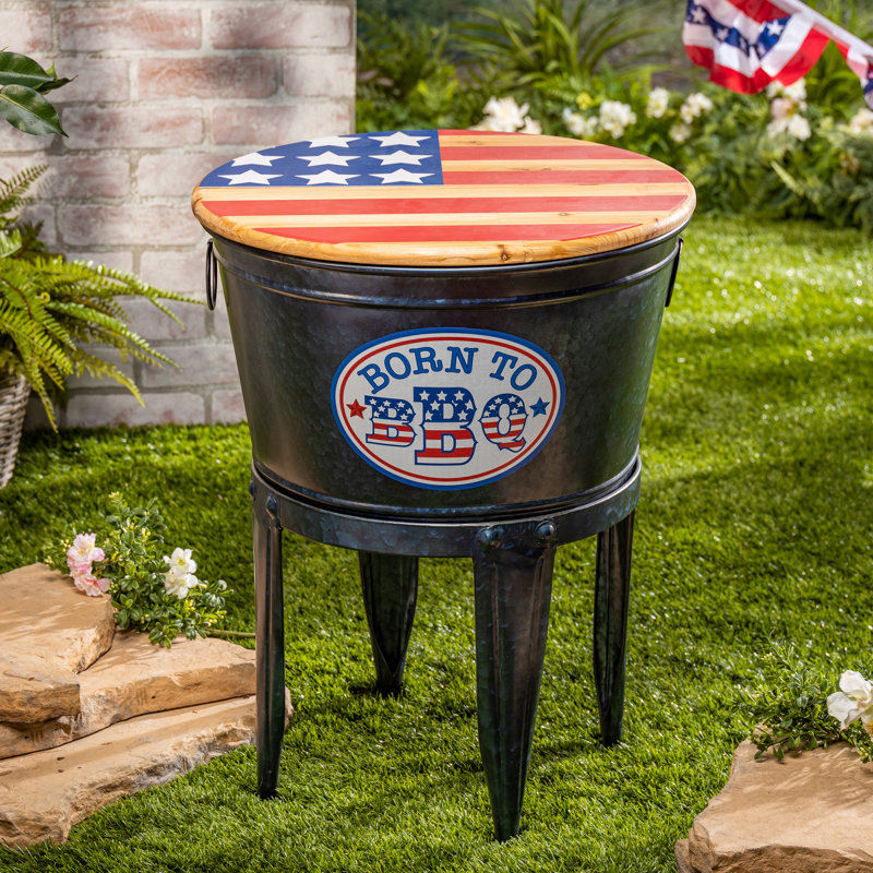 The Holiday Aisle® 25.75 In. Metal Americana Summer Bbq Cooler | Wayfair