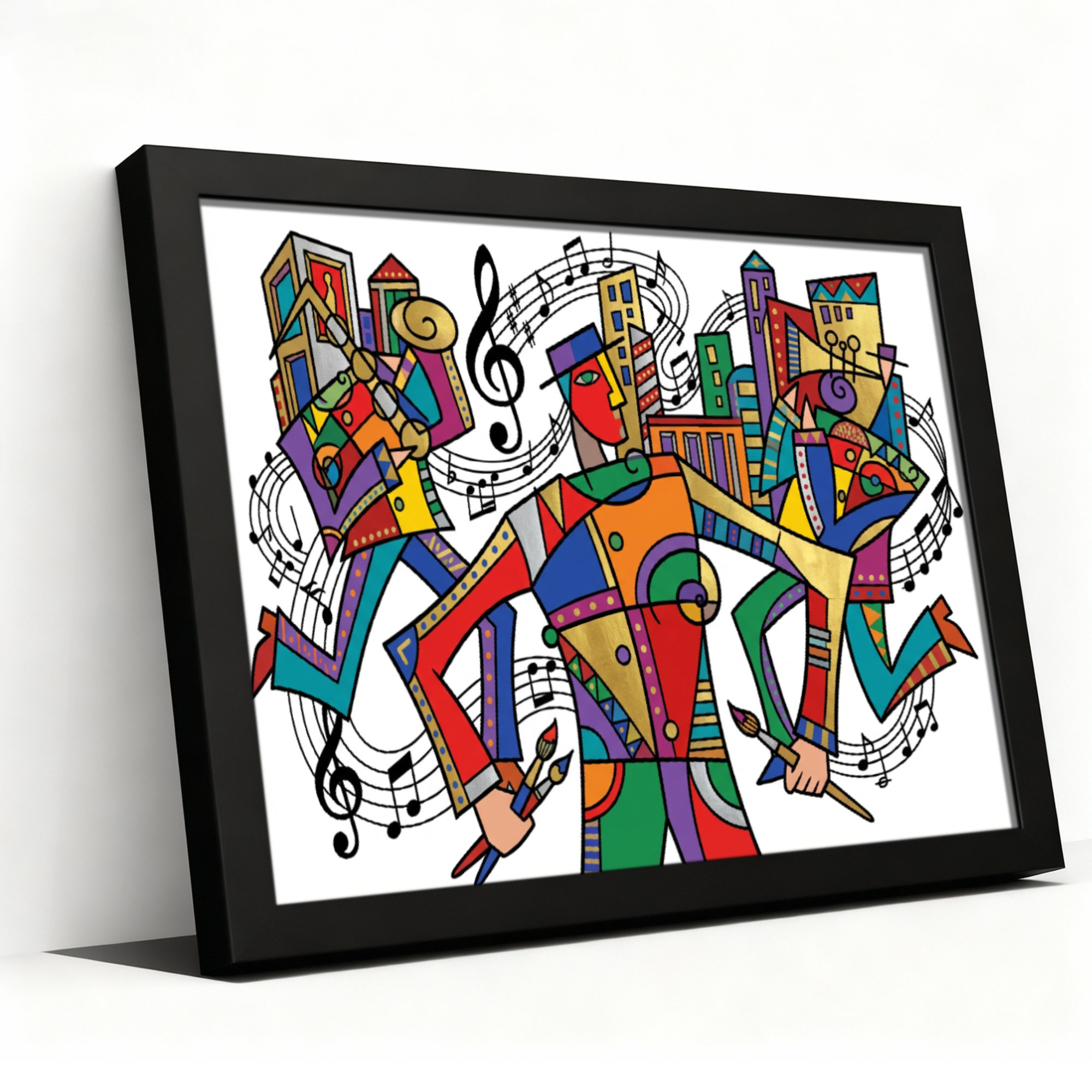 Union Rustic Colorful Abstract Musicians With Musical Notes And ...