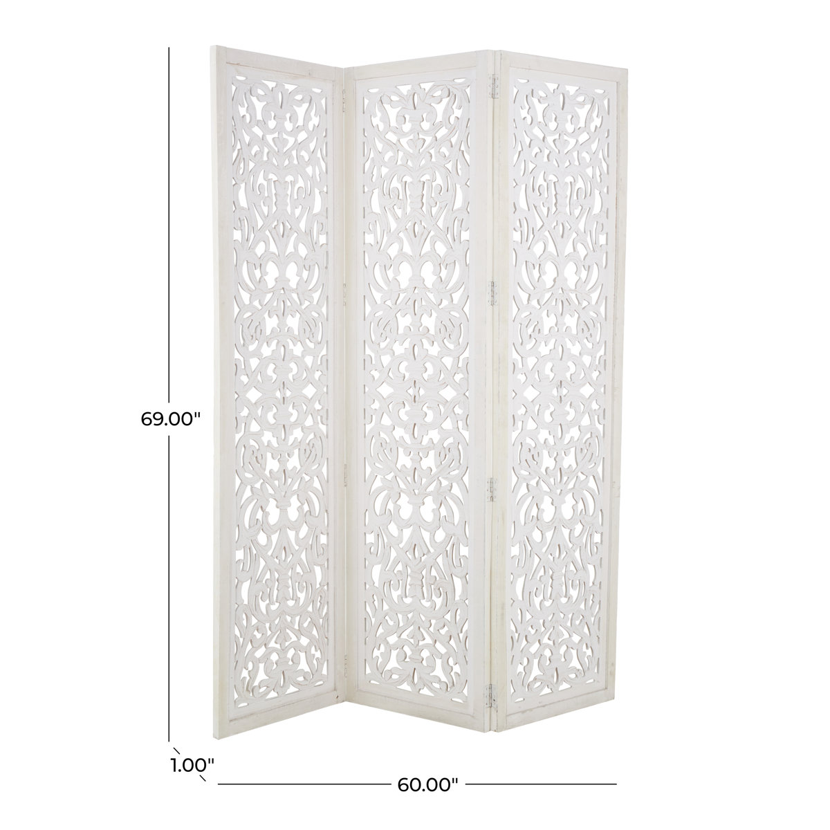 One Allium Way® Wooden Handmade Hinged Foldable Partition 3 Panel ...