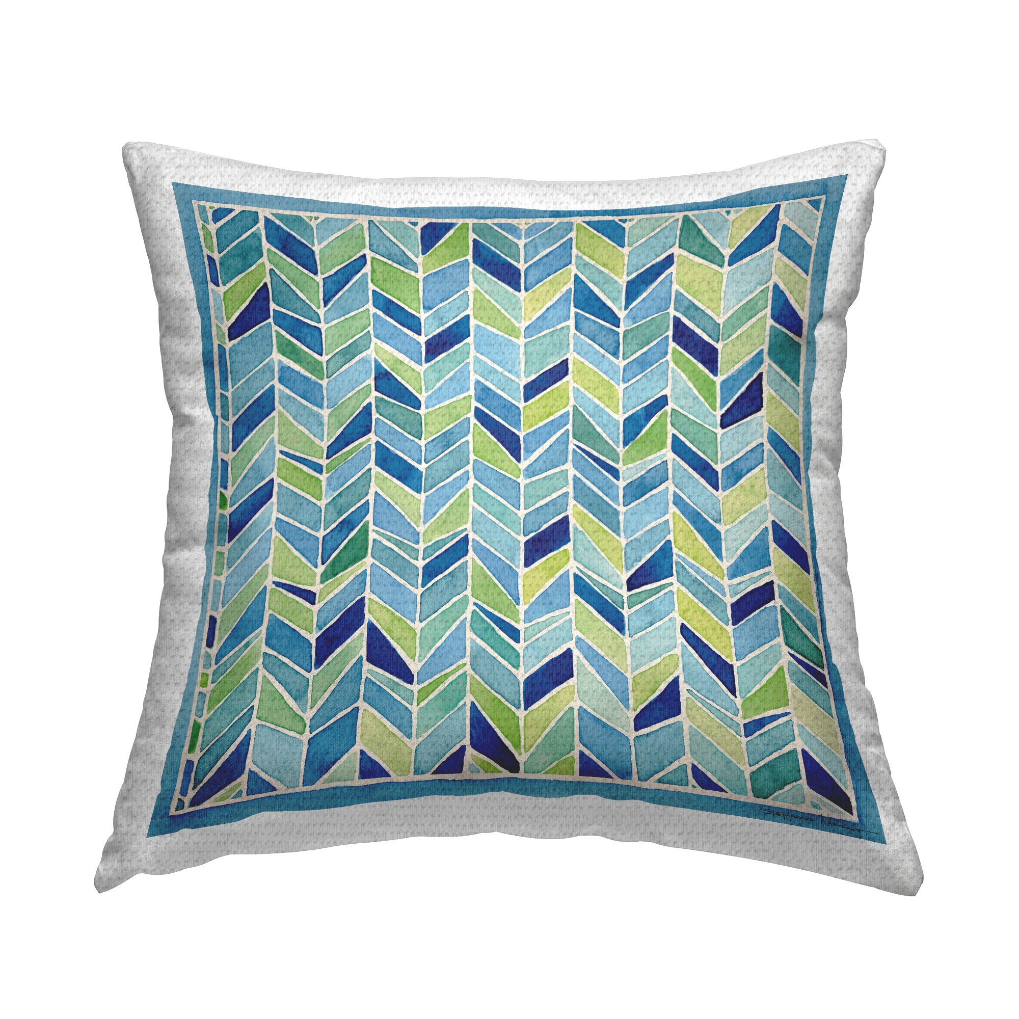 Stupell Industries Modern Chevron Blue & Green Outdoor Printed Pillow ...