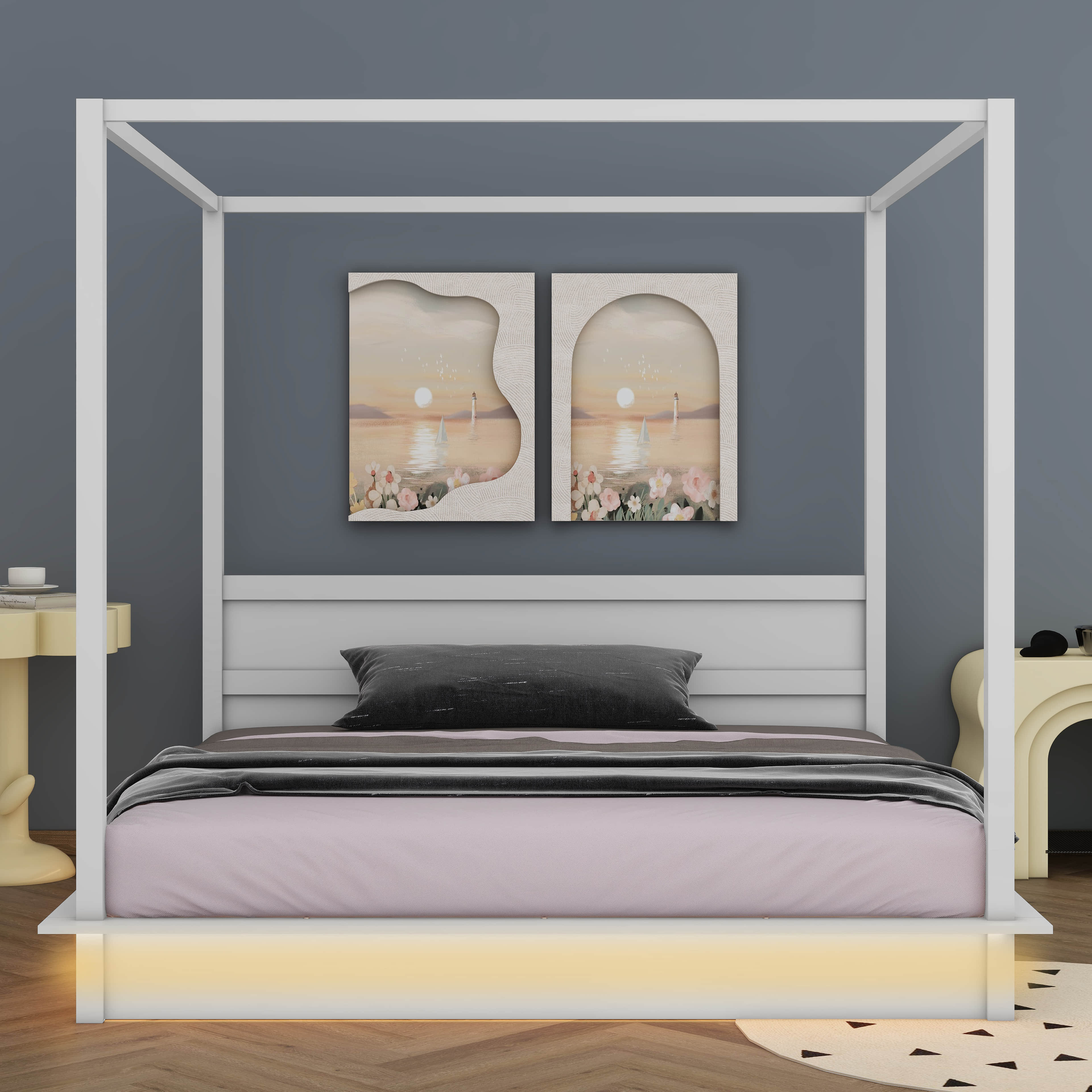 Red Barrel Studio Raydel Wood LED Canopy Bed - Wayfair Canada