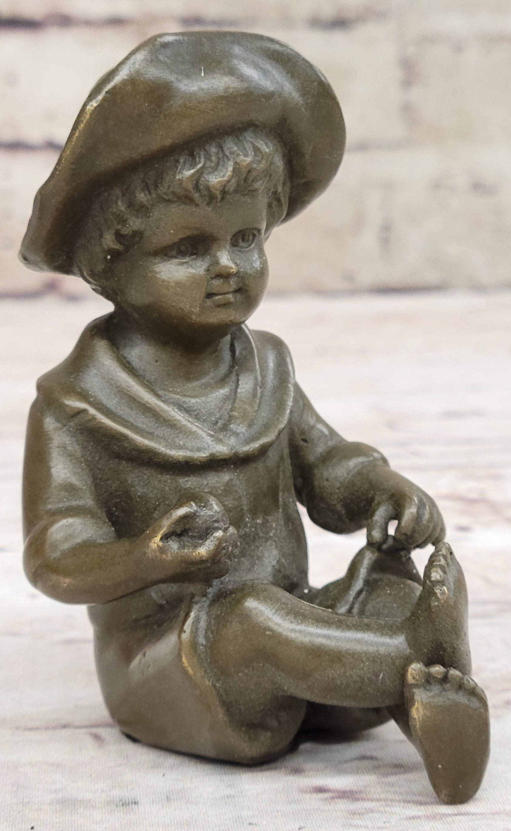 Canora Grey Tassia Hat Boy Bronze Statue And Sculpture Kid Figurine ...
