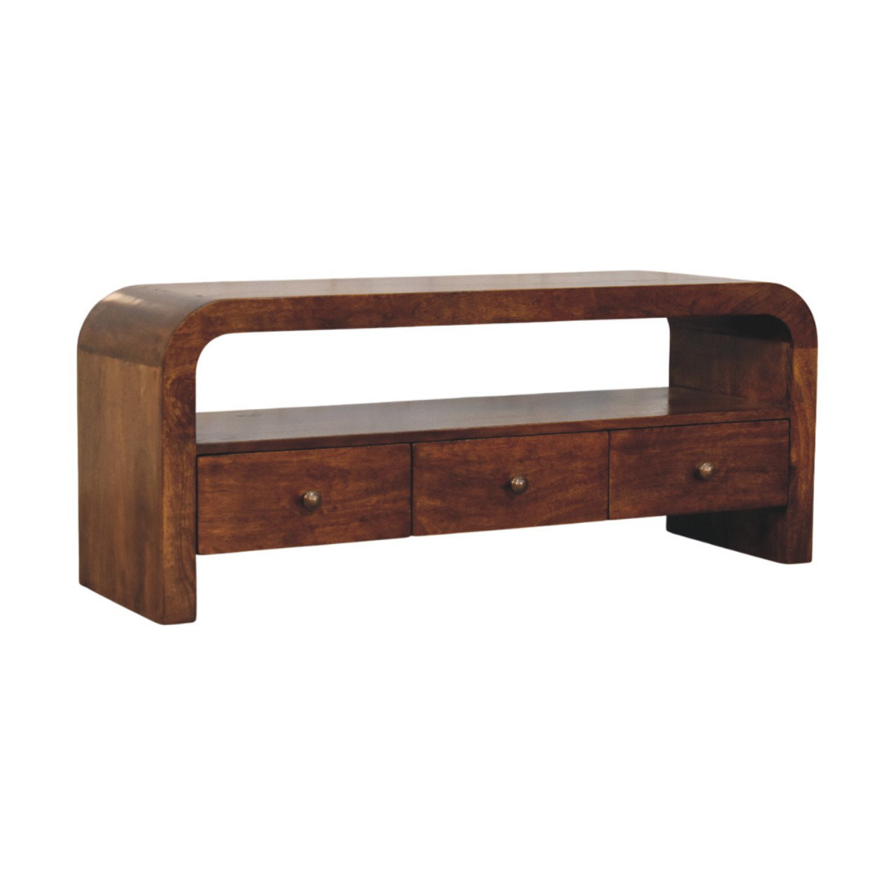 Artisan Furniture Darcy 3 Drawer Open Shelf Chestnut Media Unit | Wayfair