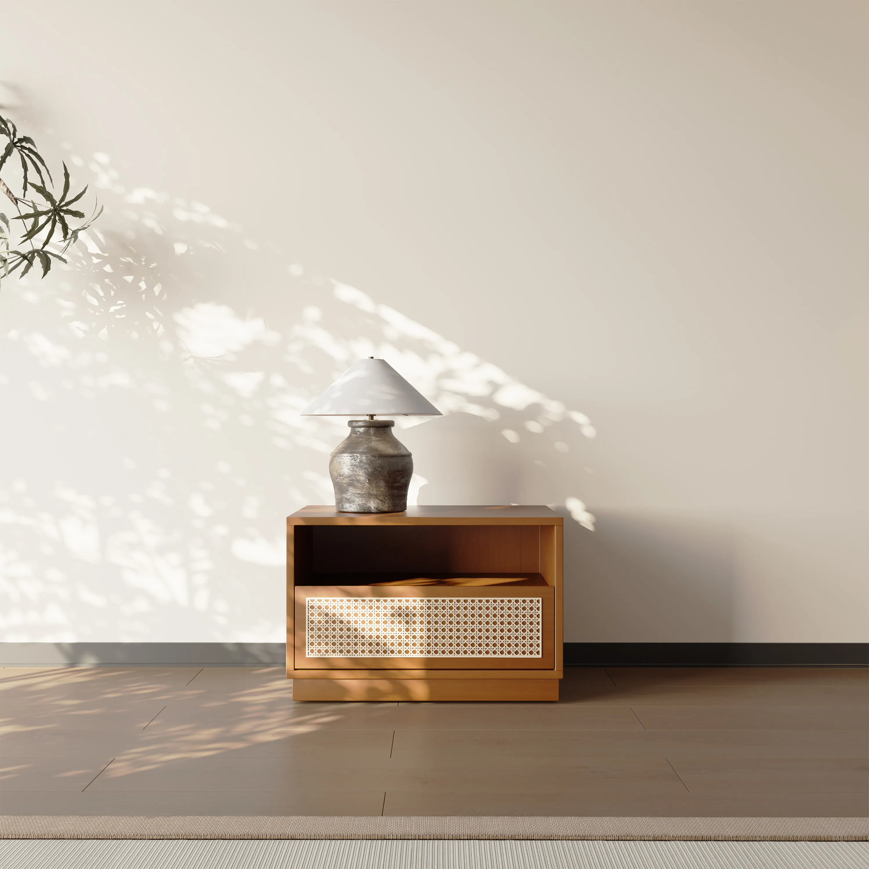 POVISON 1 Piece Mid-Century Modern Modular Cherry Wood Cabinet ...