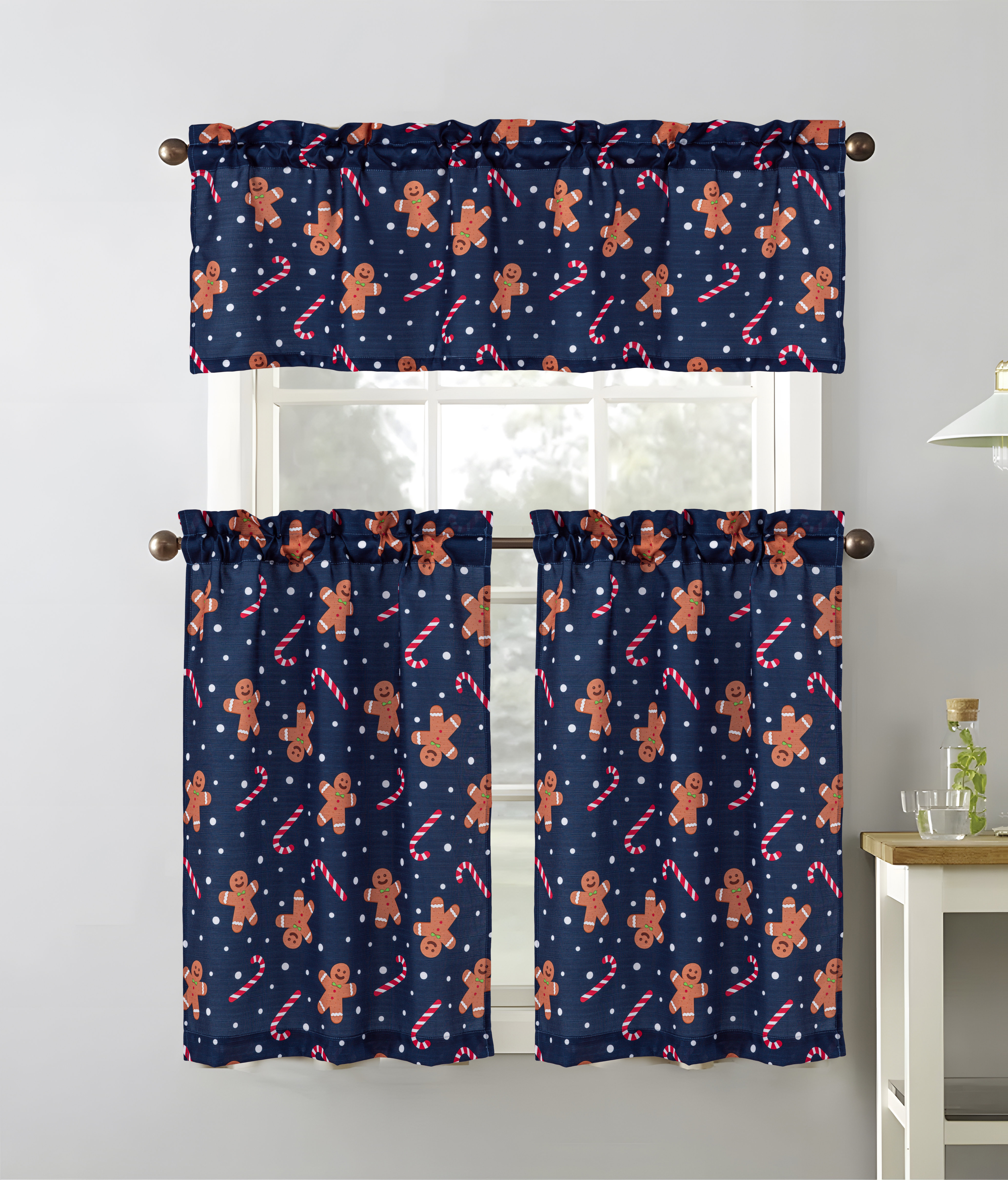 The Holiday Aisle® Keighton Cane Kitchen Curtain | Wayfair