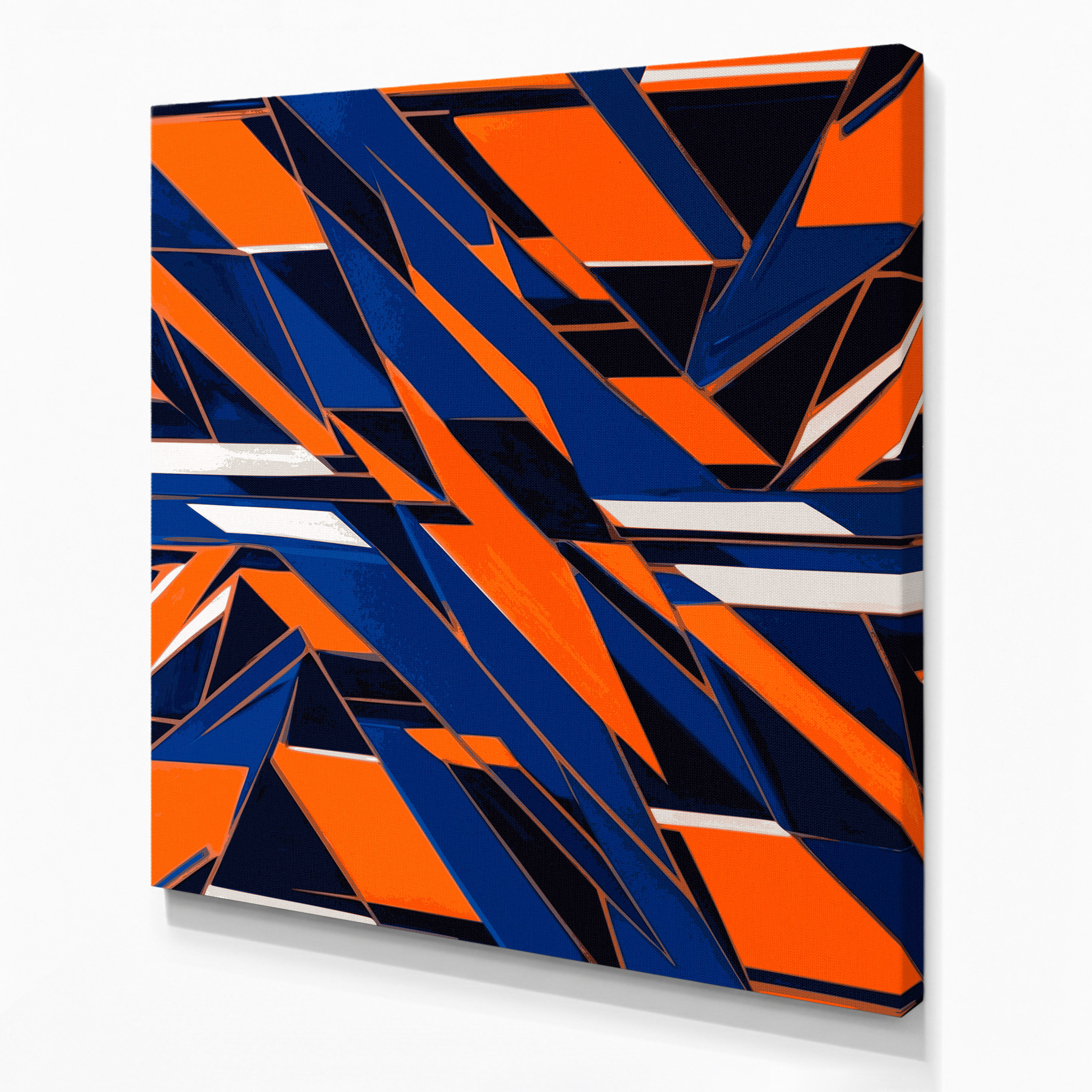 Ivy Bronx Hard Edge 5 Blue Canvas Wall Art | Wayfair