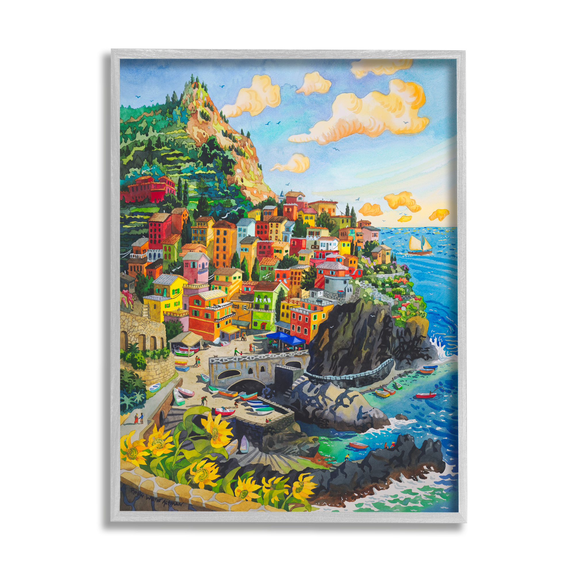 Stupell Industries Cinque Terre View On Wood by Robin Altman Print ...