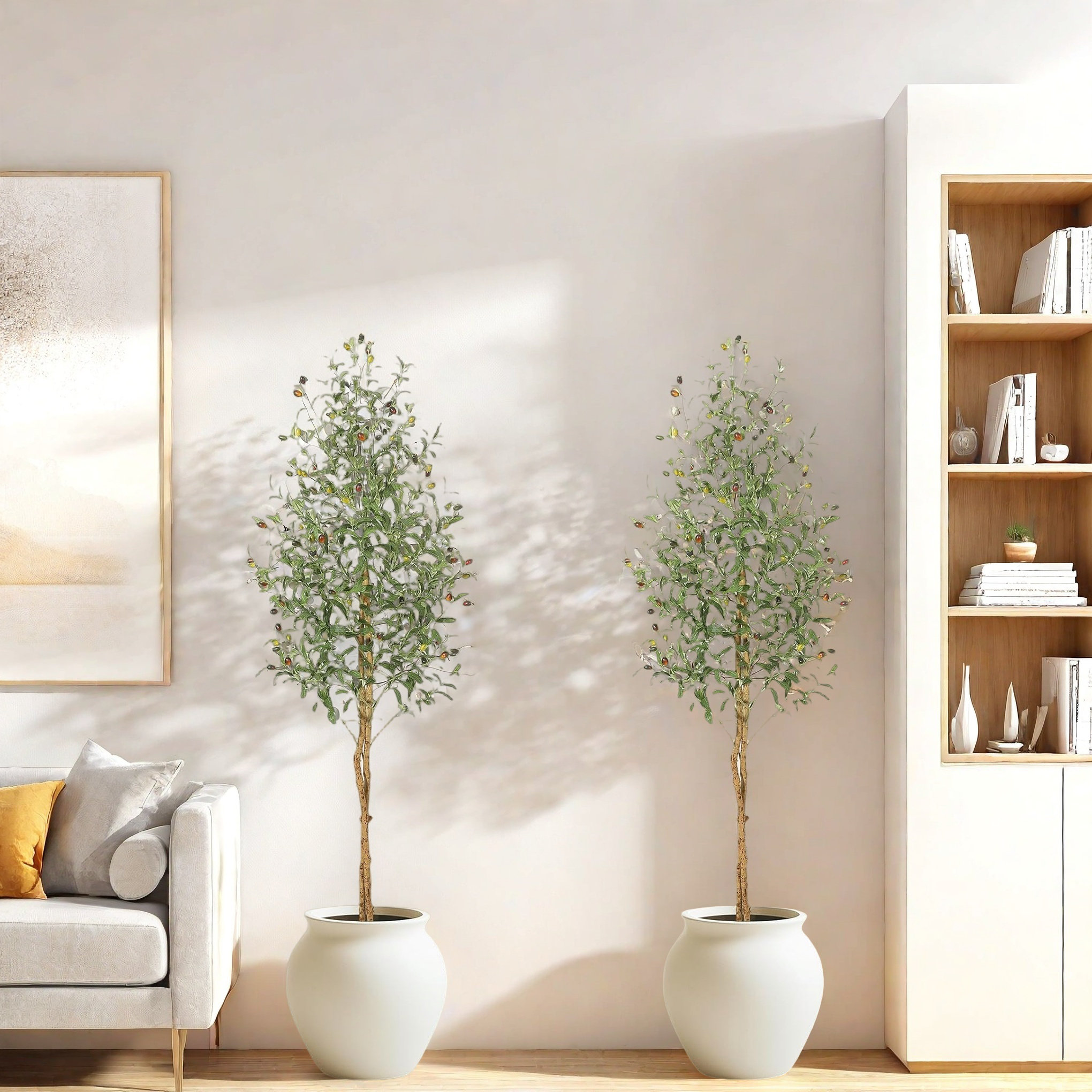 Primrue Faux Olive Trees, Fake Olive Trees With Natural Wood Trunk And ...