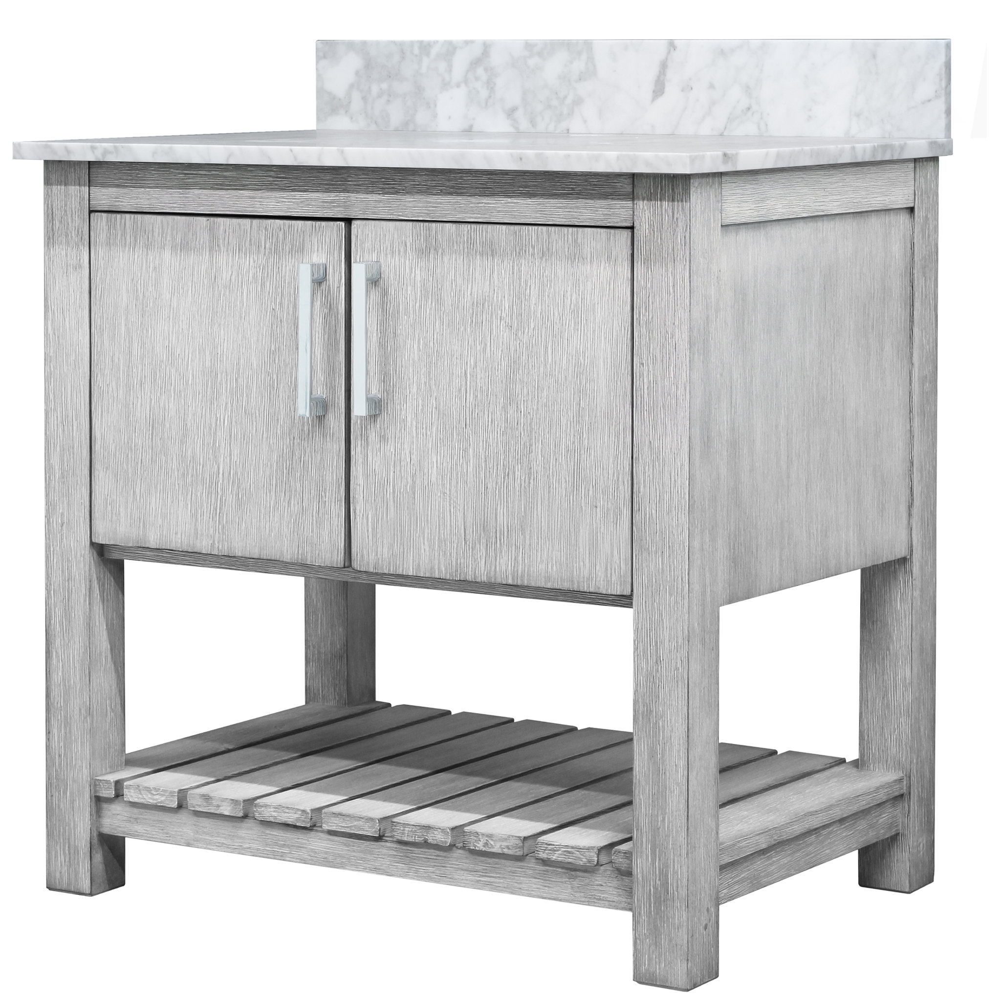 Novatto 36-inch Single Stonewash Grey Vanity with Carrara Marble Top ...