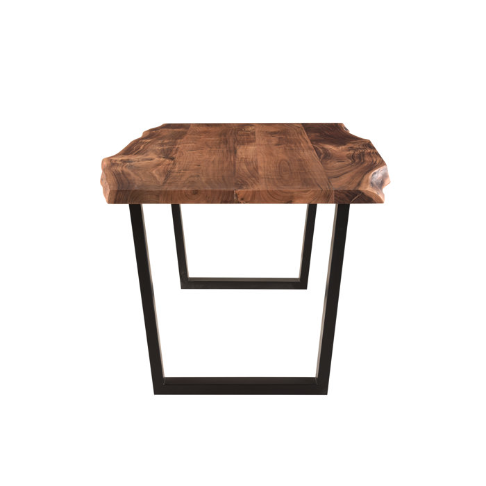 Loon Peak® Finneytown Solid Wood Top Metal Base Dining Table | Wayfair