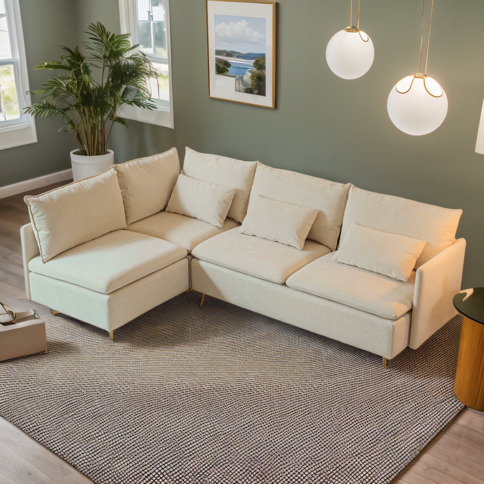 Mercer41 Modular Linen L-Shaped Sectional Sofa,Reversible Chaise ...