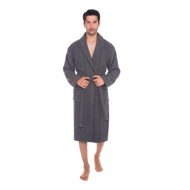Winston Porter Chevron design 100% Turkish Cotton Terry Cloth Bathrobe ...