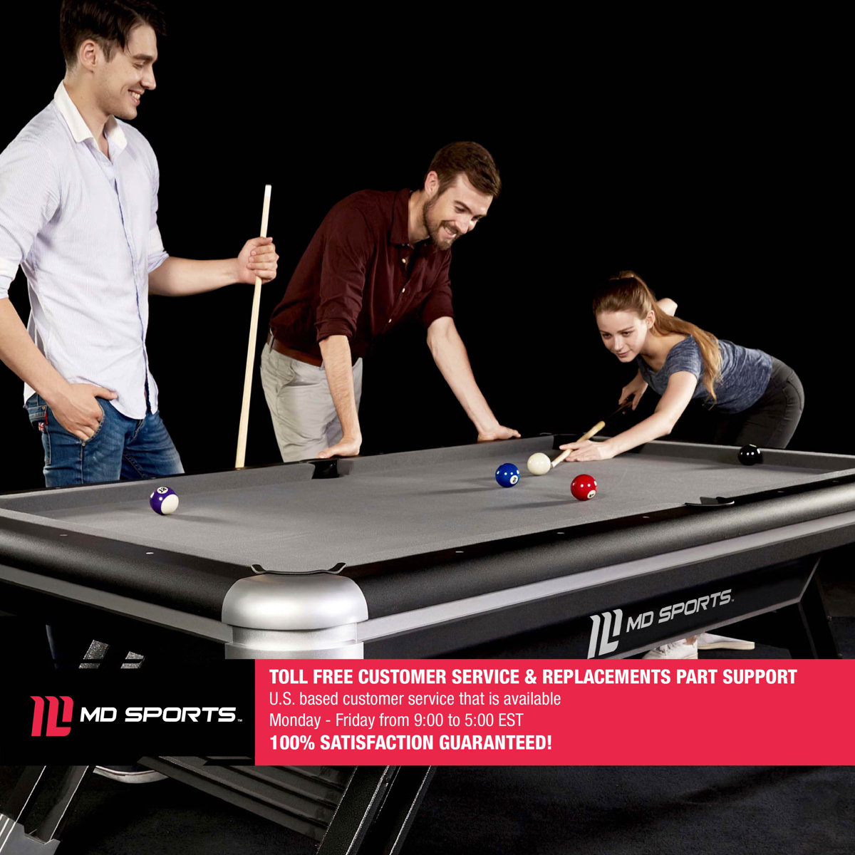 MD Sports Titan 7.4' Billiard Table with Playing Accessories & Reviews ...