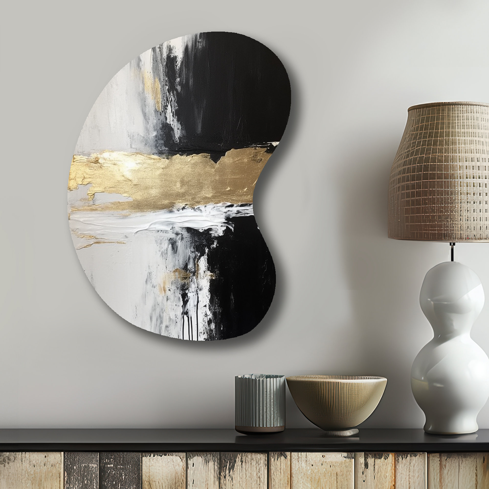 Mercer41 Horizontal Dimensions Abstract Gold Black - Abstract Painting ...