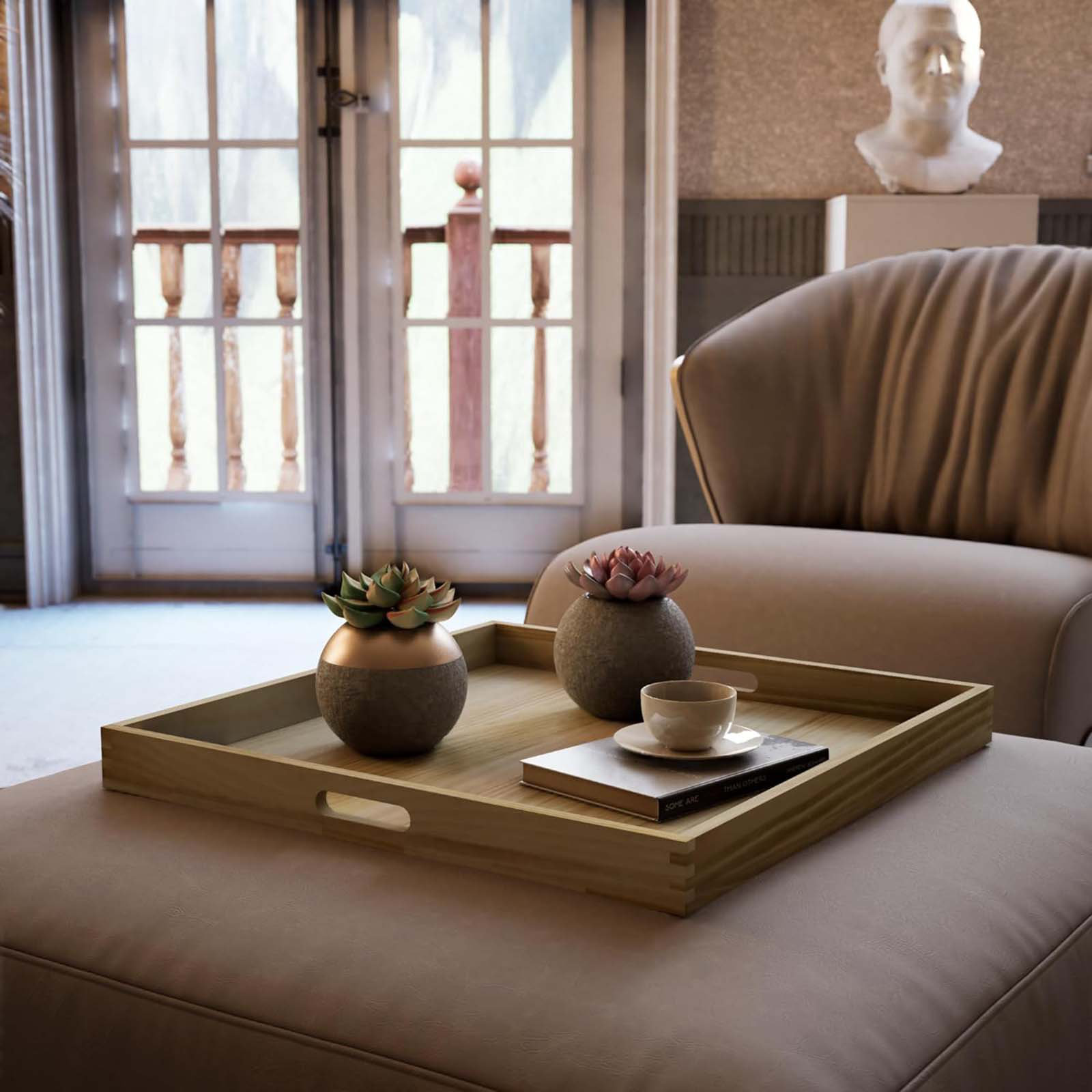 NEUTRALPOSTURE Square Large Ottoman Tray: Extra Large Serving Tray With ...