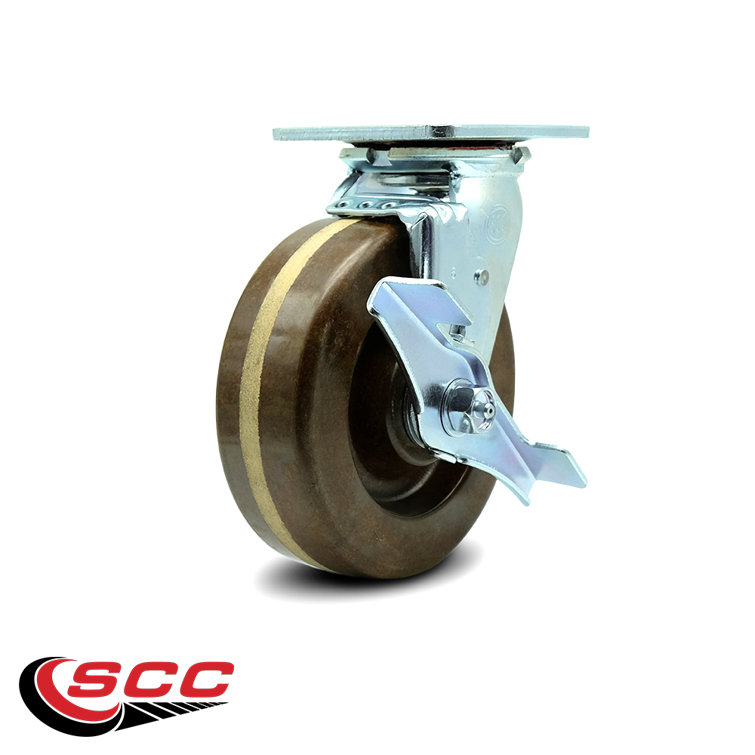 Service Caster Phenolic Caster with Roller Bearing and Brake | Wayfair