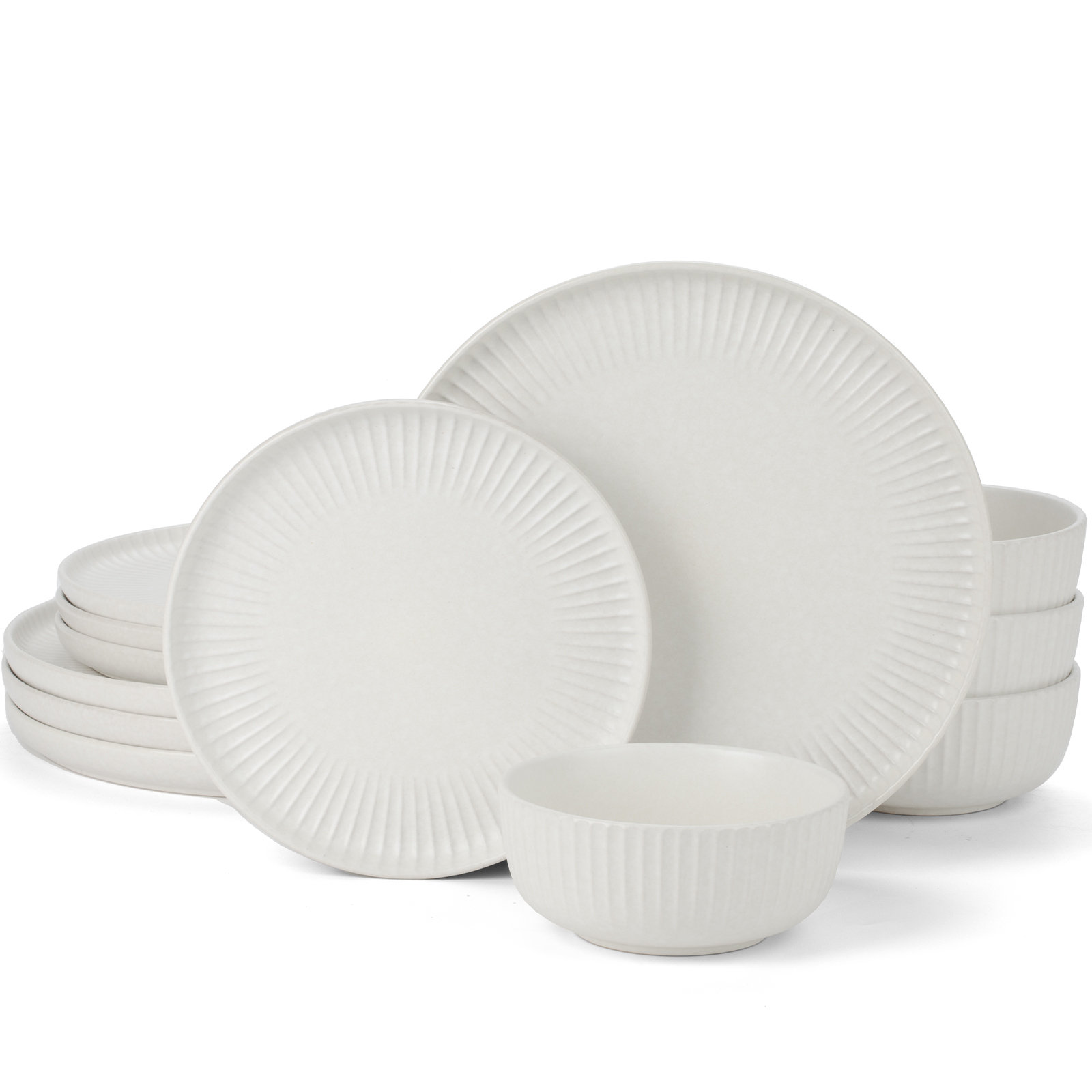 Famiware Starlight Plates And Bowls Sets, 12 Piece Dinnerware Sets ...