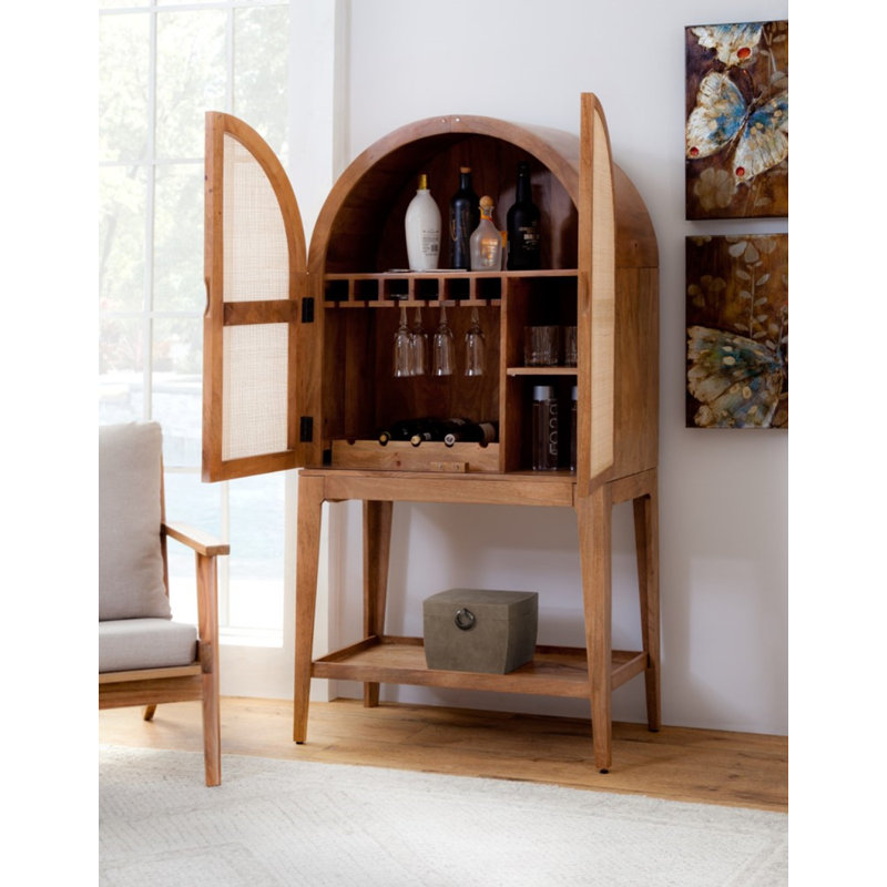 Bay Isle Home™ Solid Wood Two-Door Arched Bar Cabinet | Wayfair
