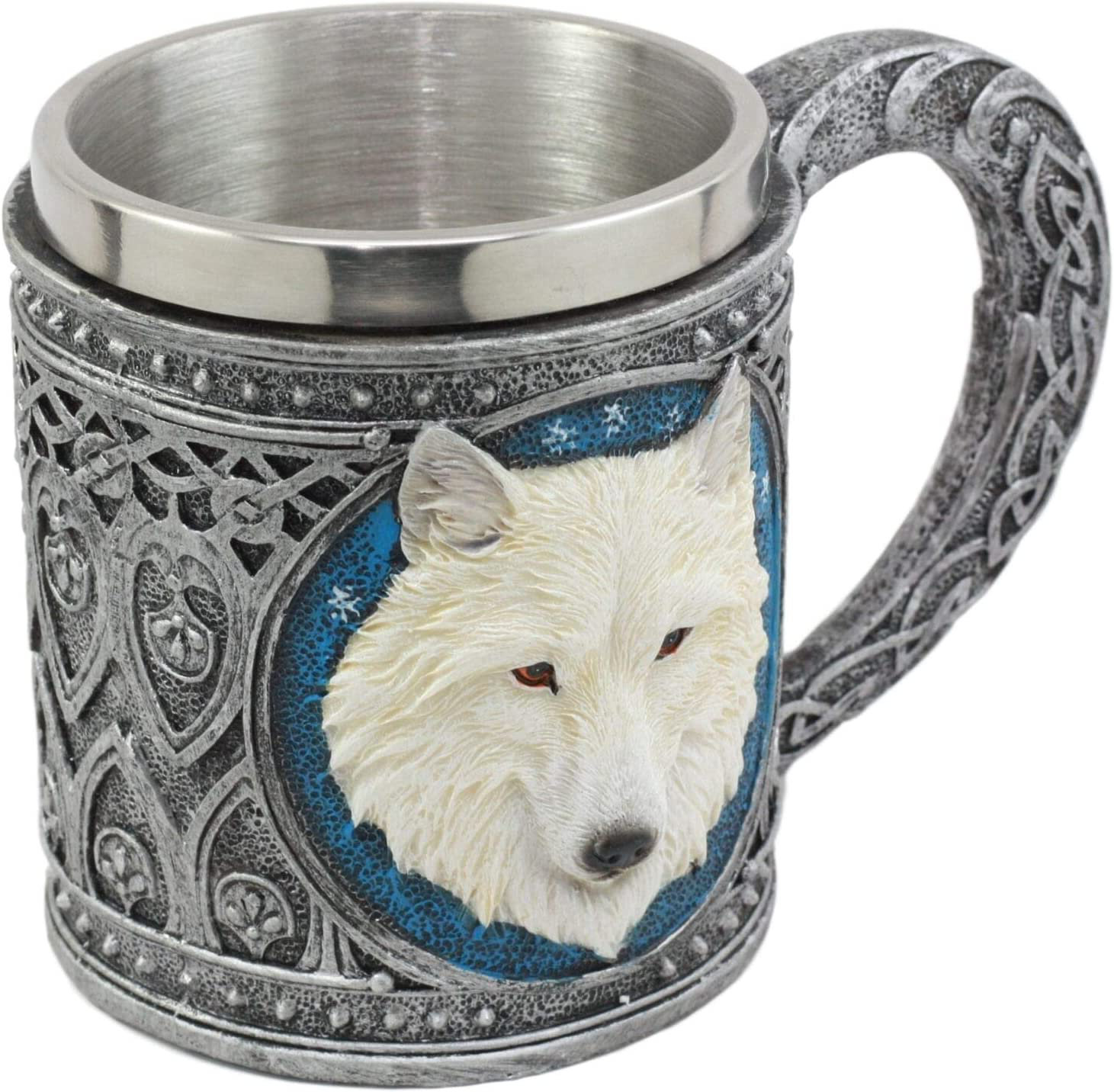 Millwood Pines Celtic Direwolf Ghost White Wolf Mug 11Oz Resin Wolf ...
