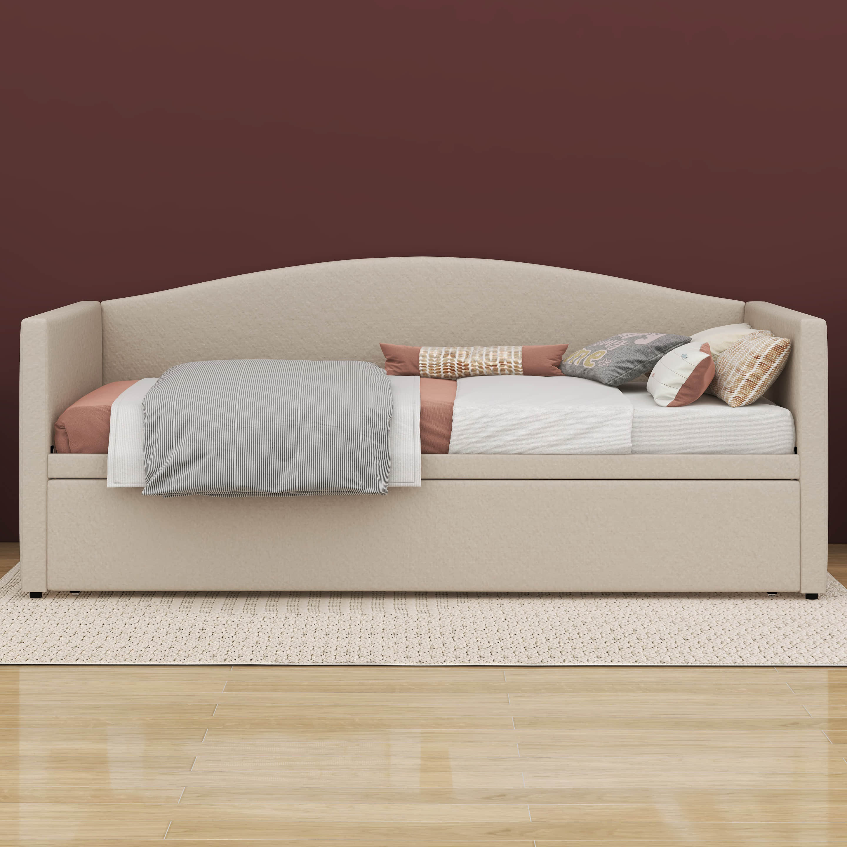 Lark Manor Twin Size Daybed With Extended Pop Up Trundle, Space-Saving ...