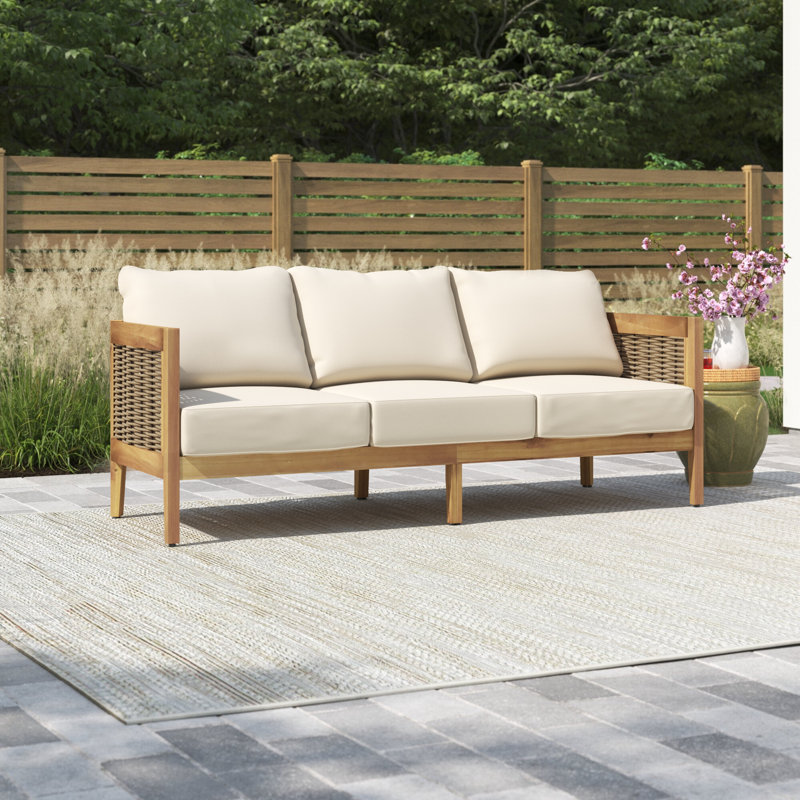Sand & Stable™ Jacie 76.5" Wide Outdoor Patio Sofa with Cushions ...