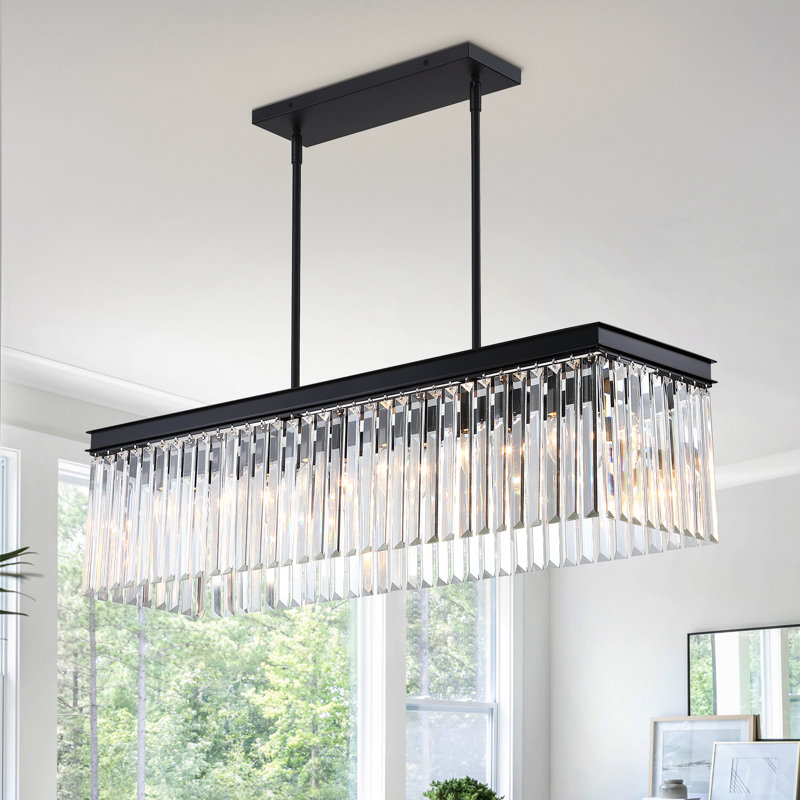 Mercer41 Neilina 6 - Light Glass Dimmable Square / Rectangle Chandelier ...