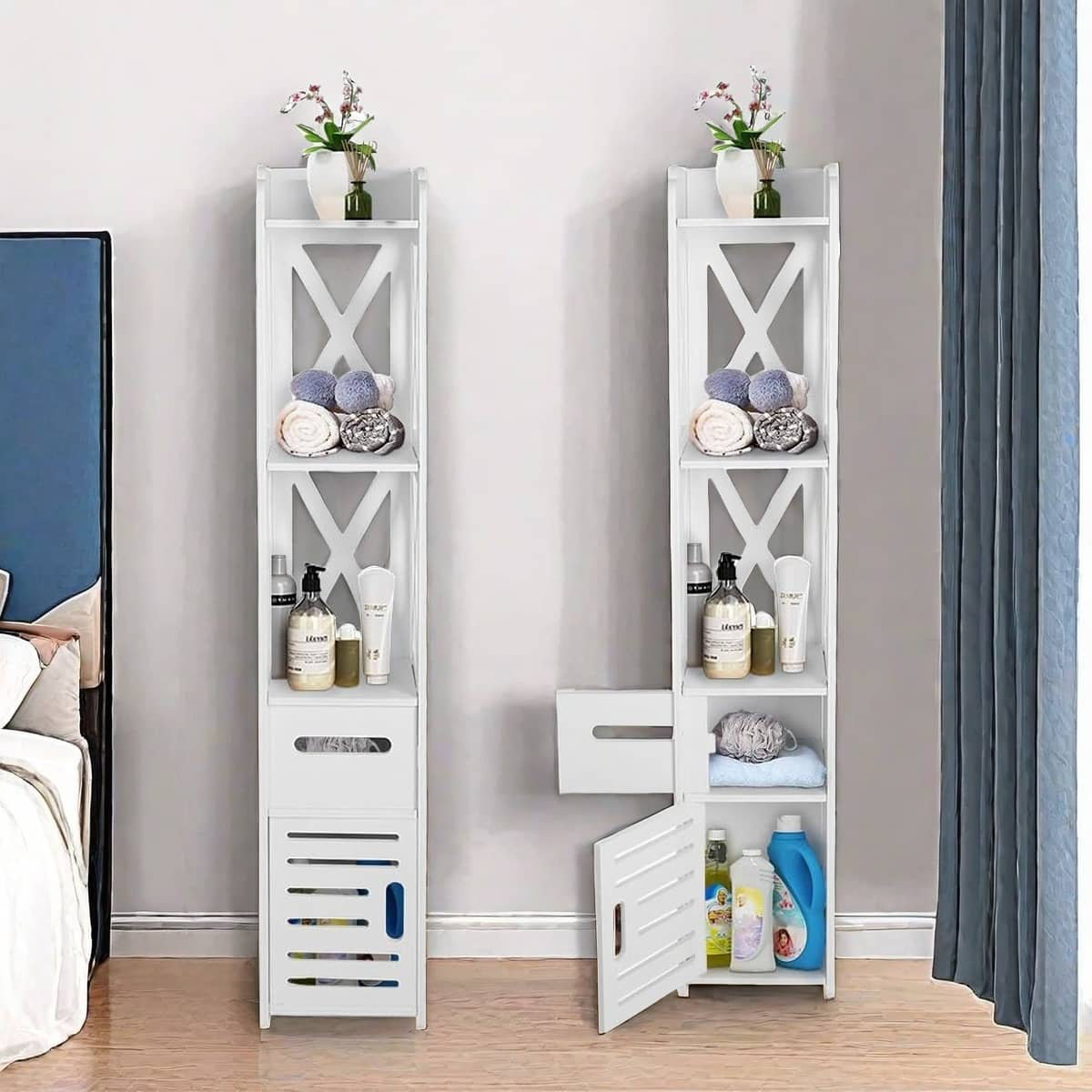 Gracie Oaks Multifunctional Tall Tower Storage Cabinet, Bathroom ...