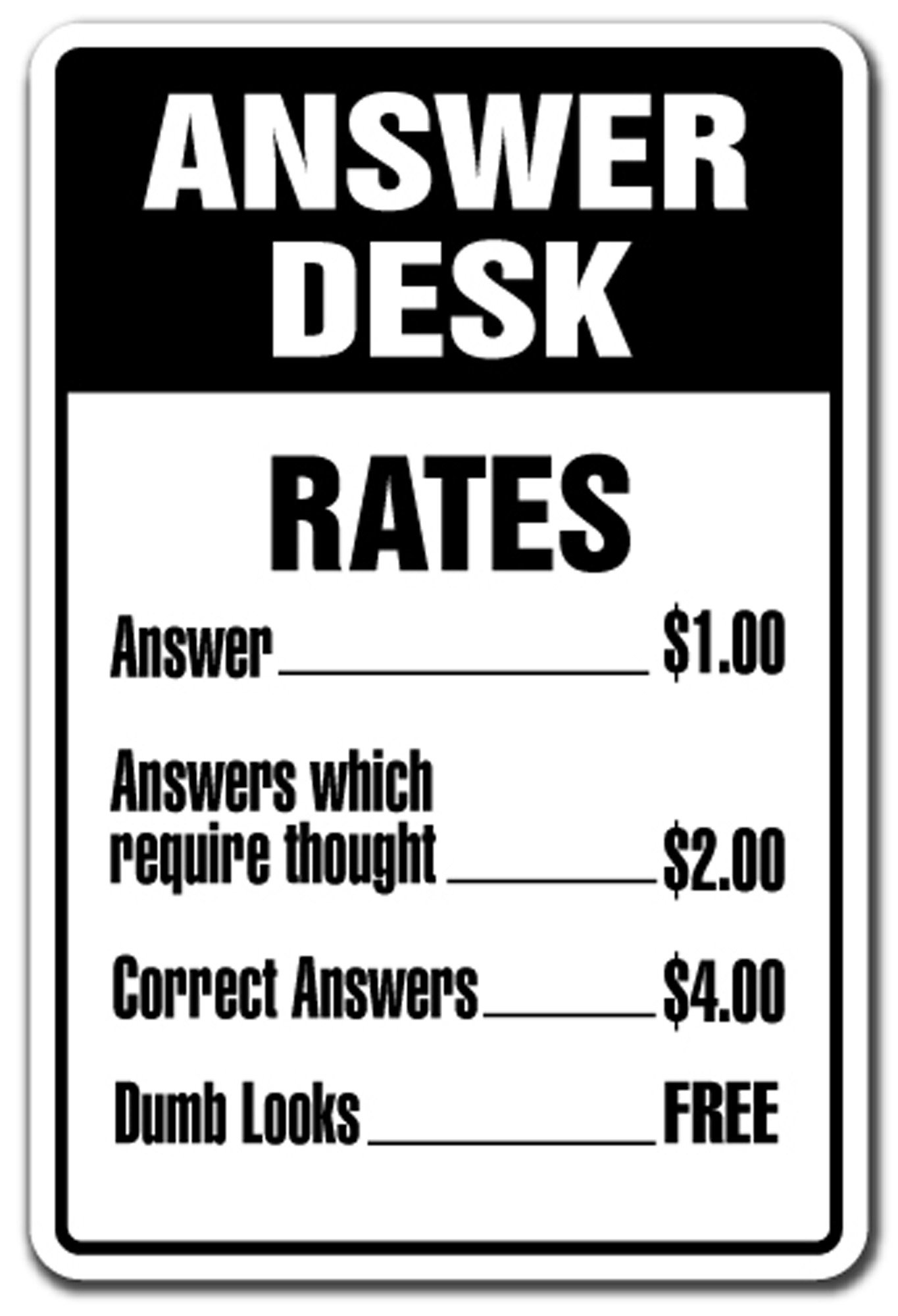 Trinx Bantam Answer Desk Aluminum Sign | Wayfair